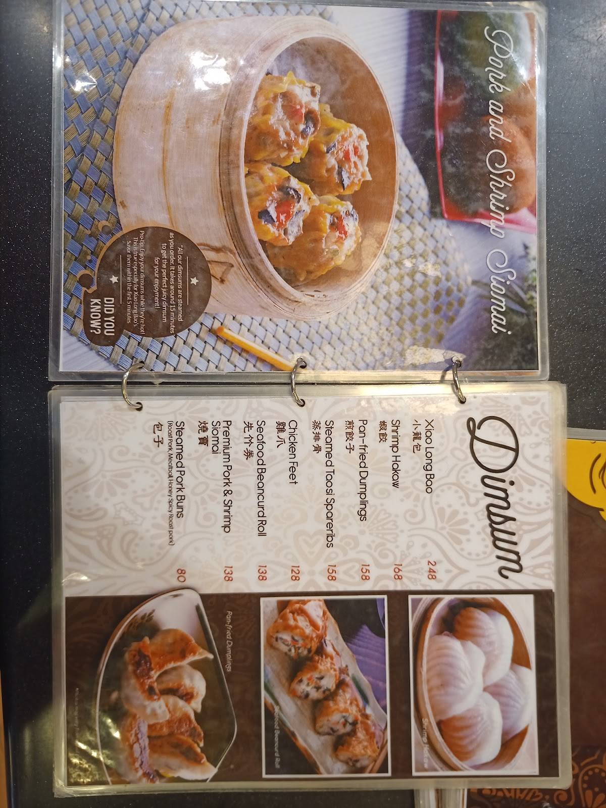Menu at The Great Buddha Cafe, Manila