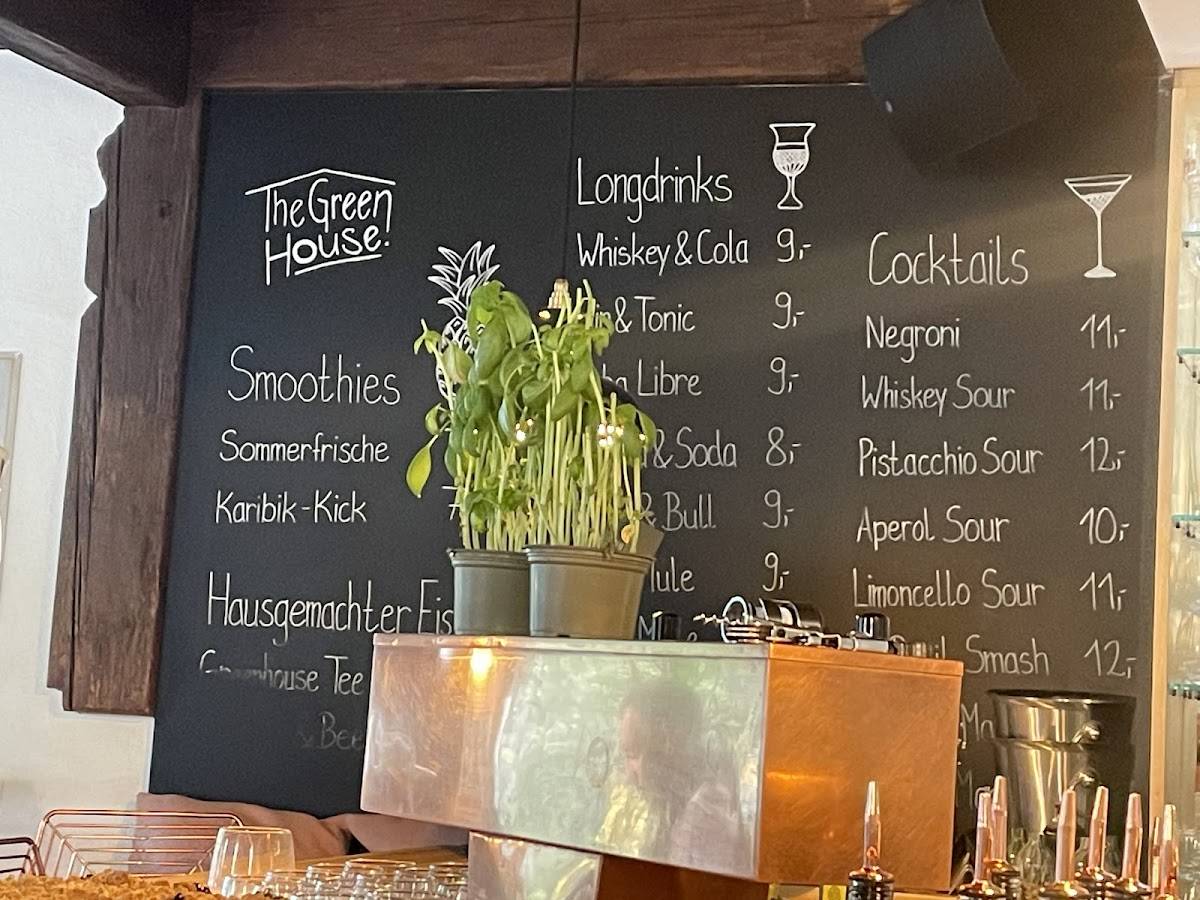 Menu at The Green House restaurant, Augsburg