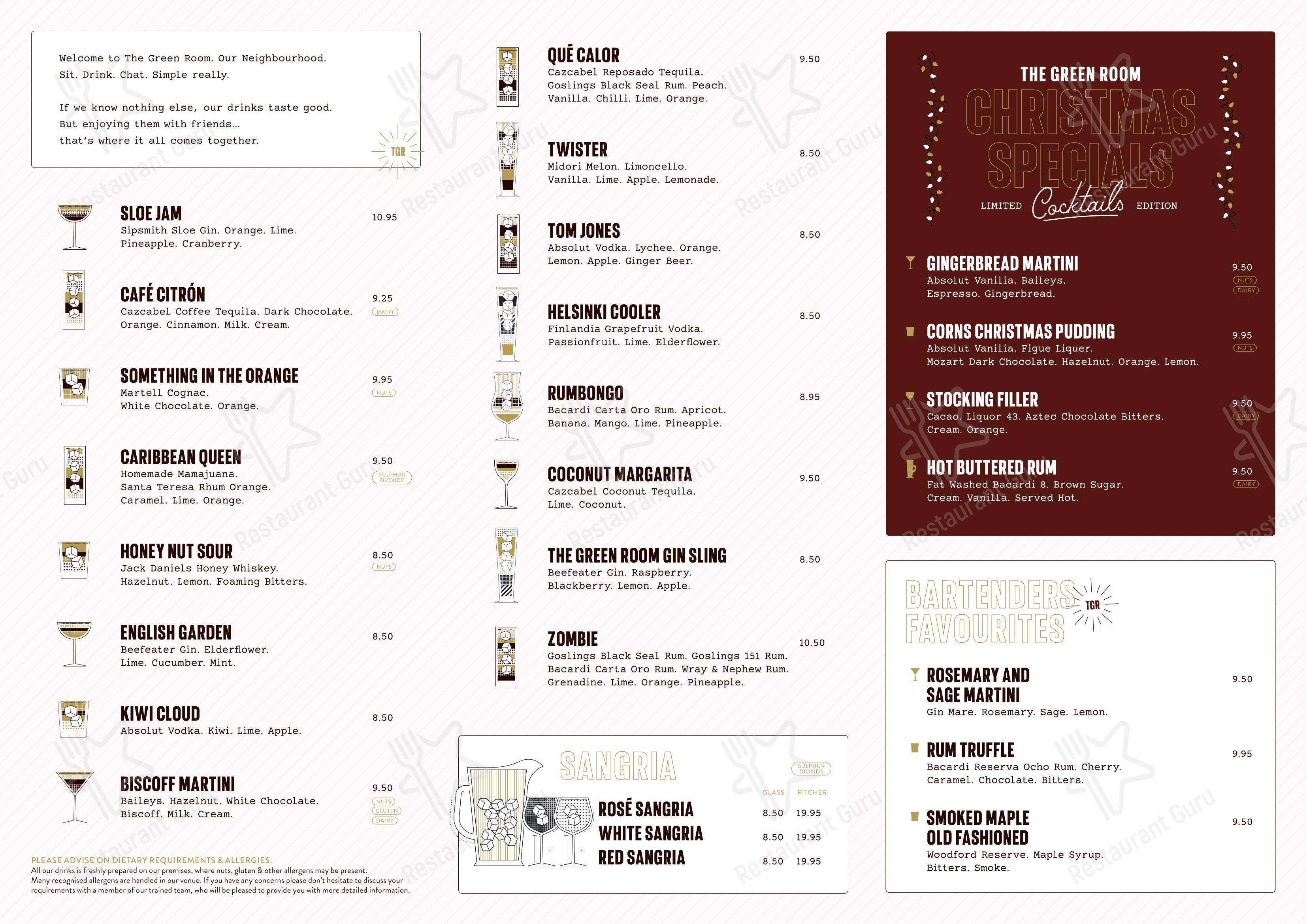 Menu at The Green Room pub & bar, Ormskirk, 39 Moor St