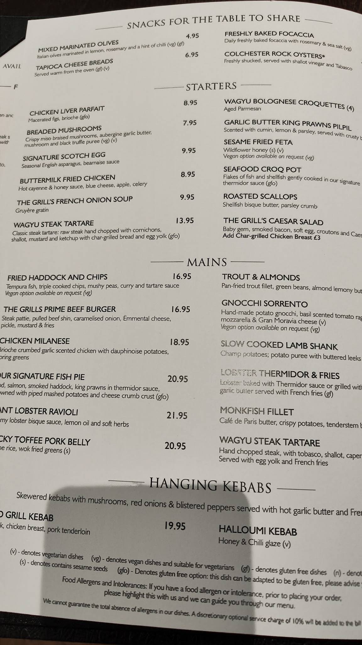 Menu at The Grill on the Square pub & bar, Warrington