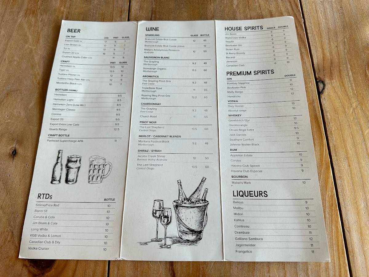 Carta de The Hardware Bar & Restaurant, Lower Hutt