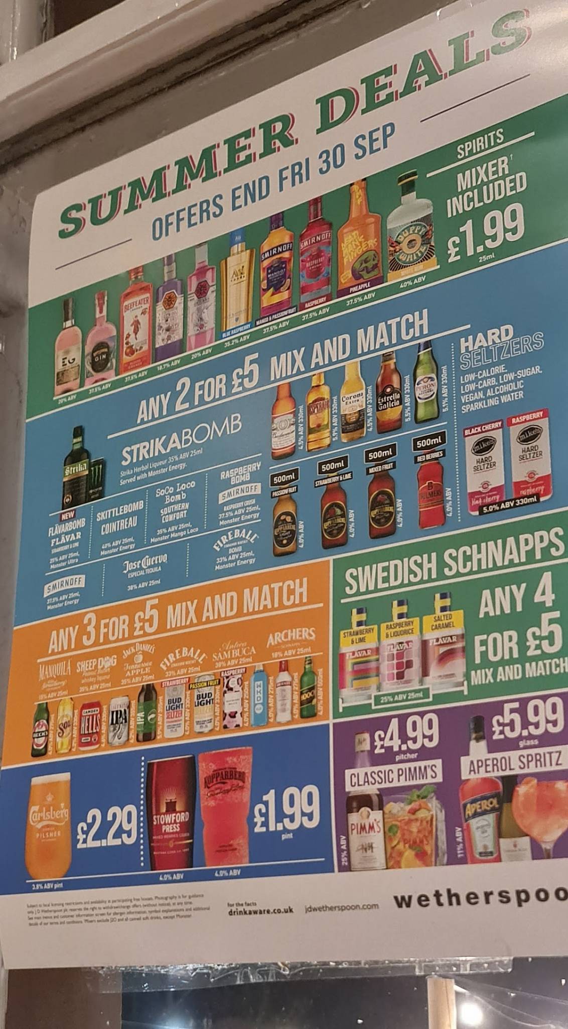 Menu at The Harry Clasper - JD Wetherspoon pub & bar, Newcastle upon Tyne