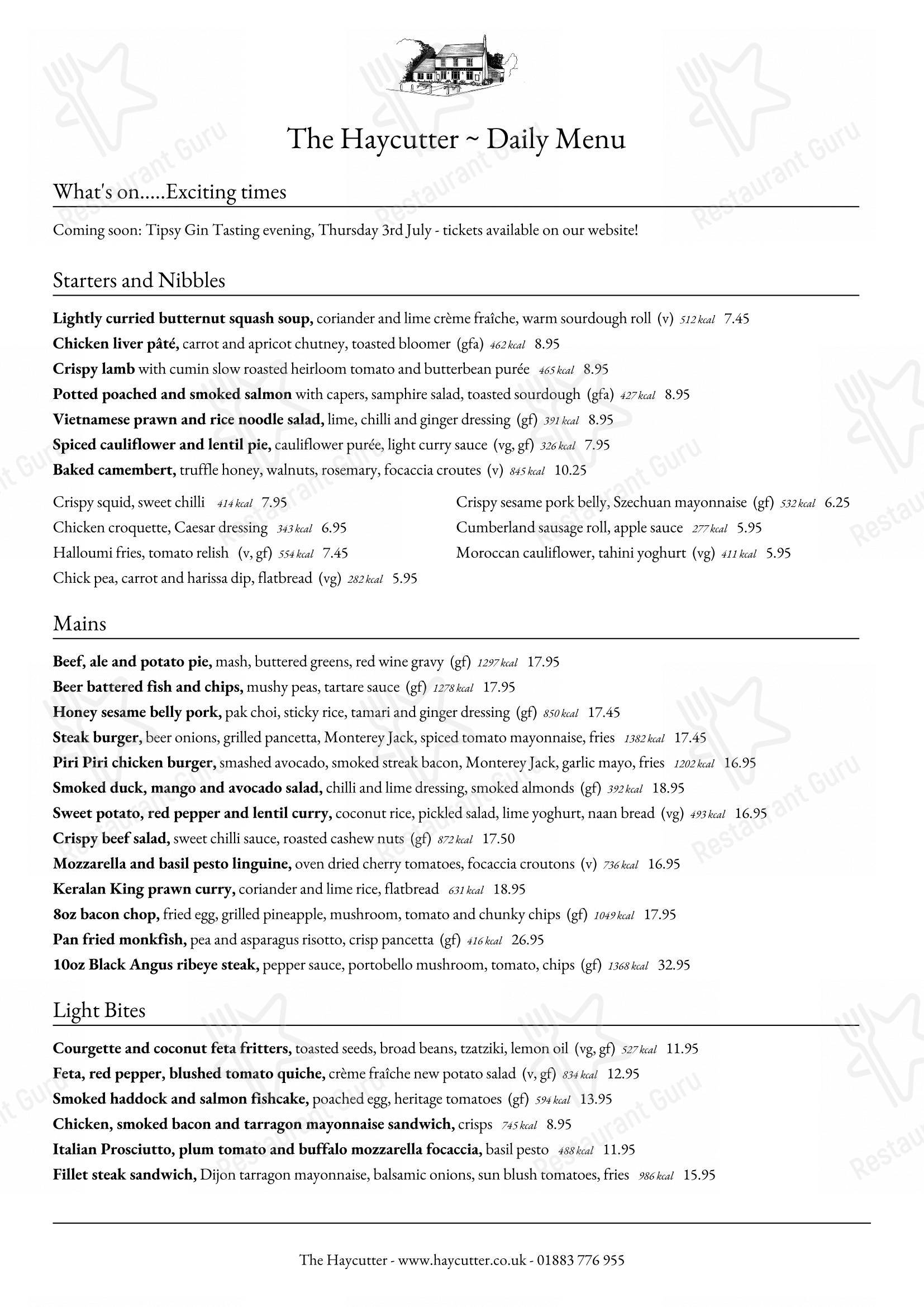 Menu at The Haycutter pub & bar, Oxted, Tanhouse Rd