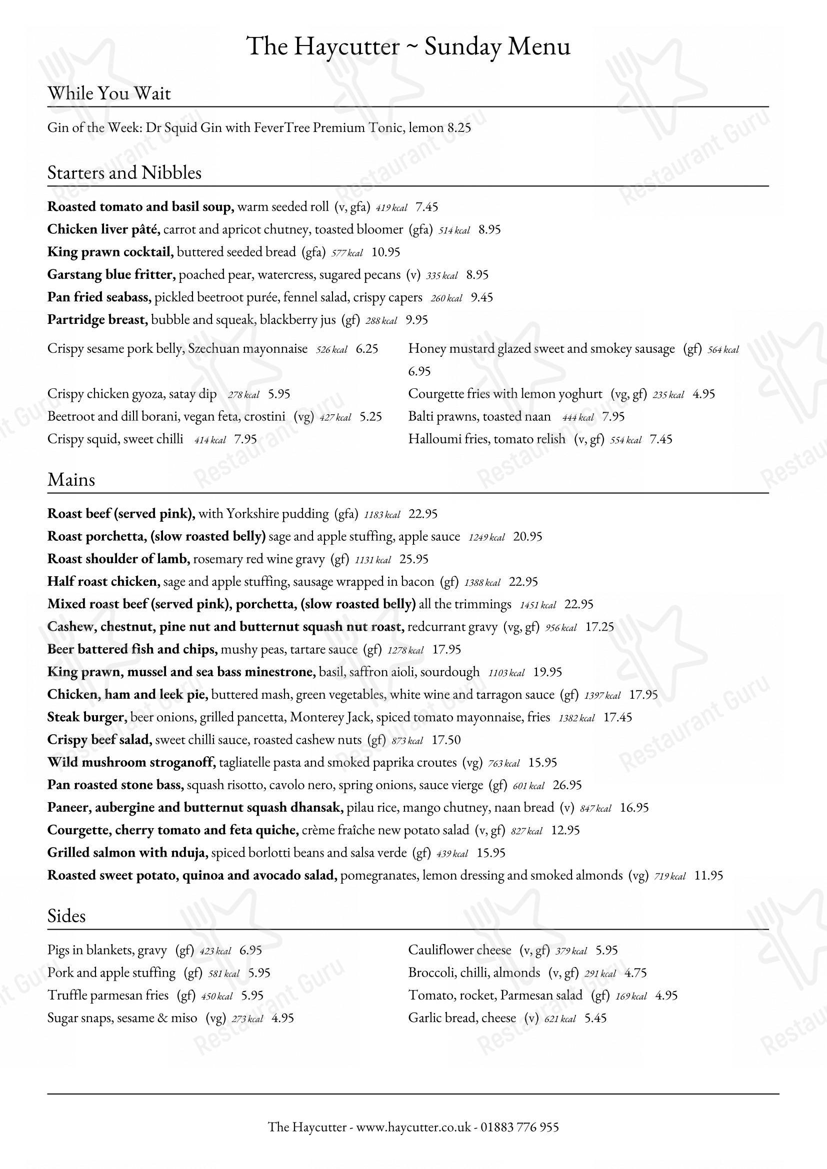 Menu at The Haycutter pub & bar, Oxted, Tanhouse Rd