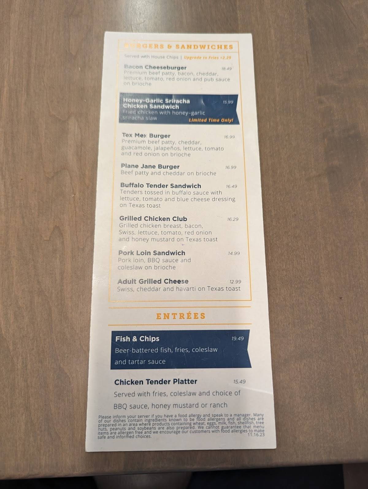 Menu at The High Porch pub & bar, Cedar Rapids