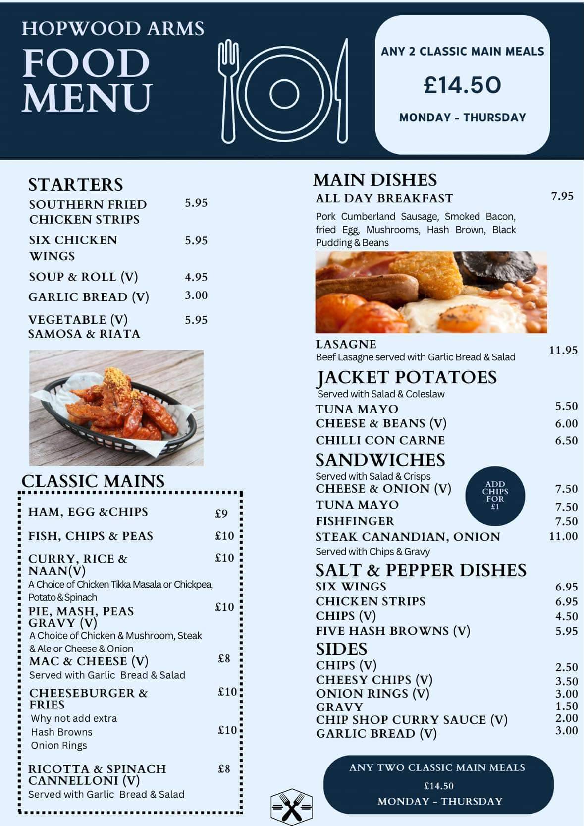 Menu at The Hopwood. pub & bar, Manchester, 753 Rochdale Rd