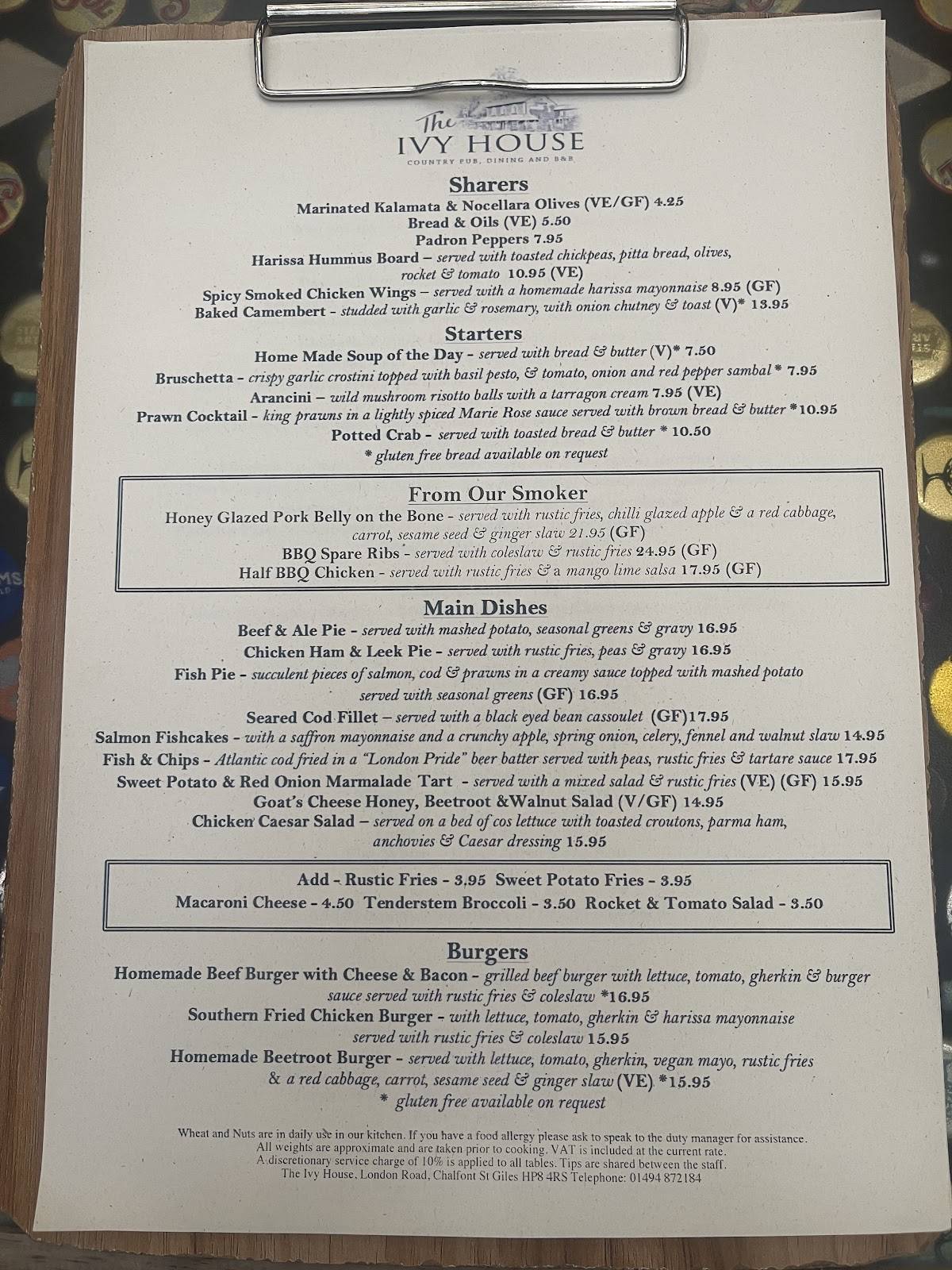 Menu at The Ivy House pub & bar, Chalfont Saint Giles