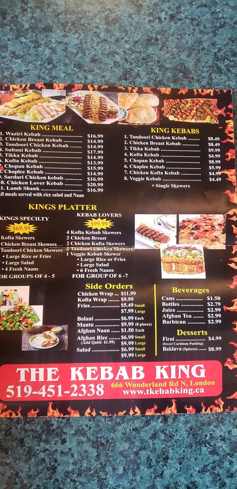 Menu at The Kebab king restaurant, London