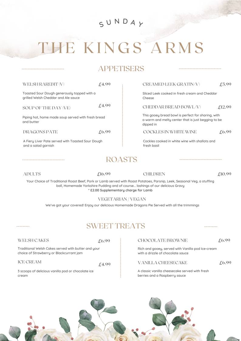 Menu at The Kings Arms pub & bar, Kidlington, 4 The Moors