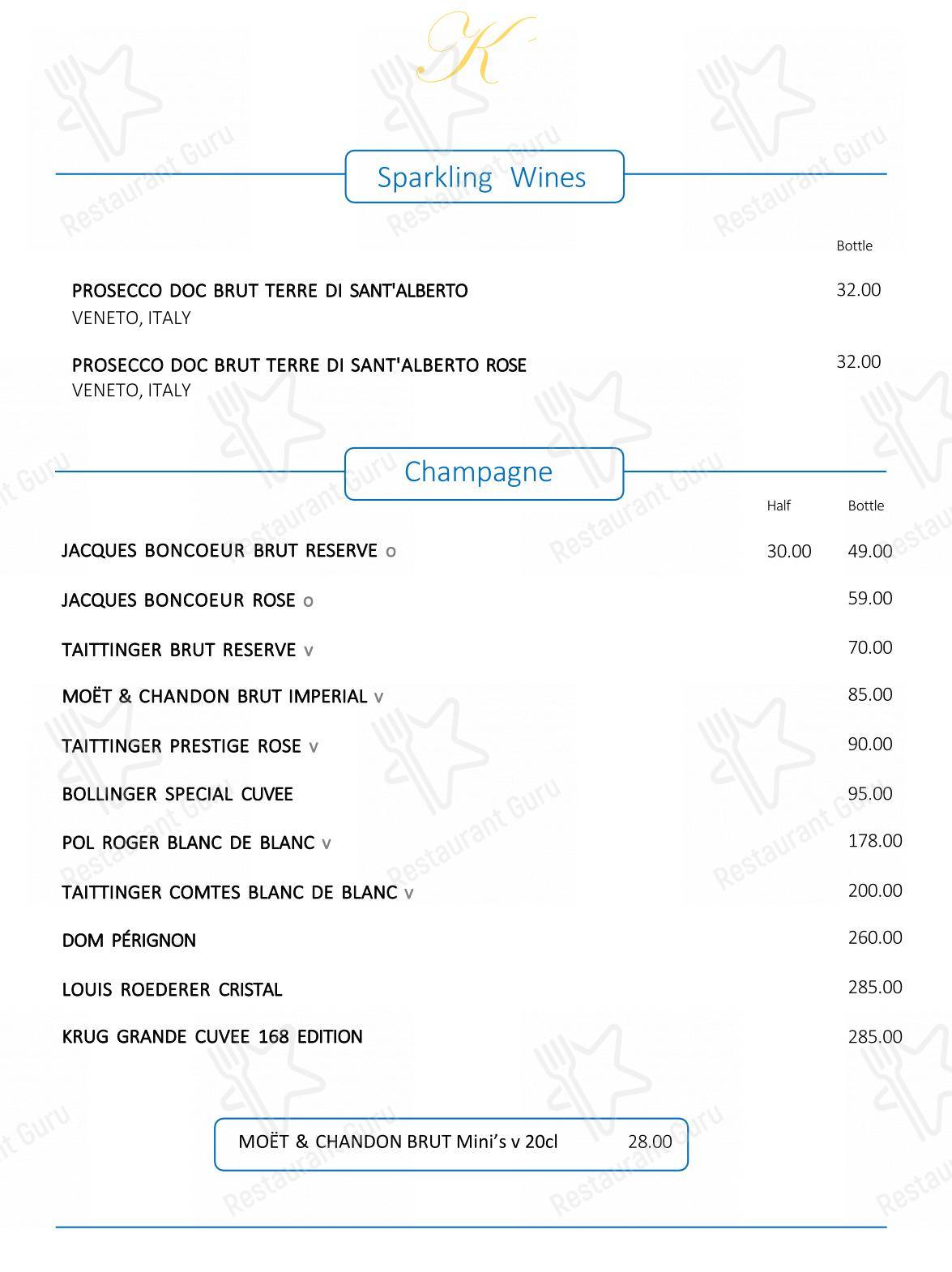 Menu at The Kingsway Hotel restaurant, Cleethorpes