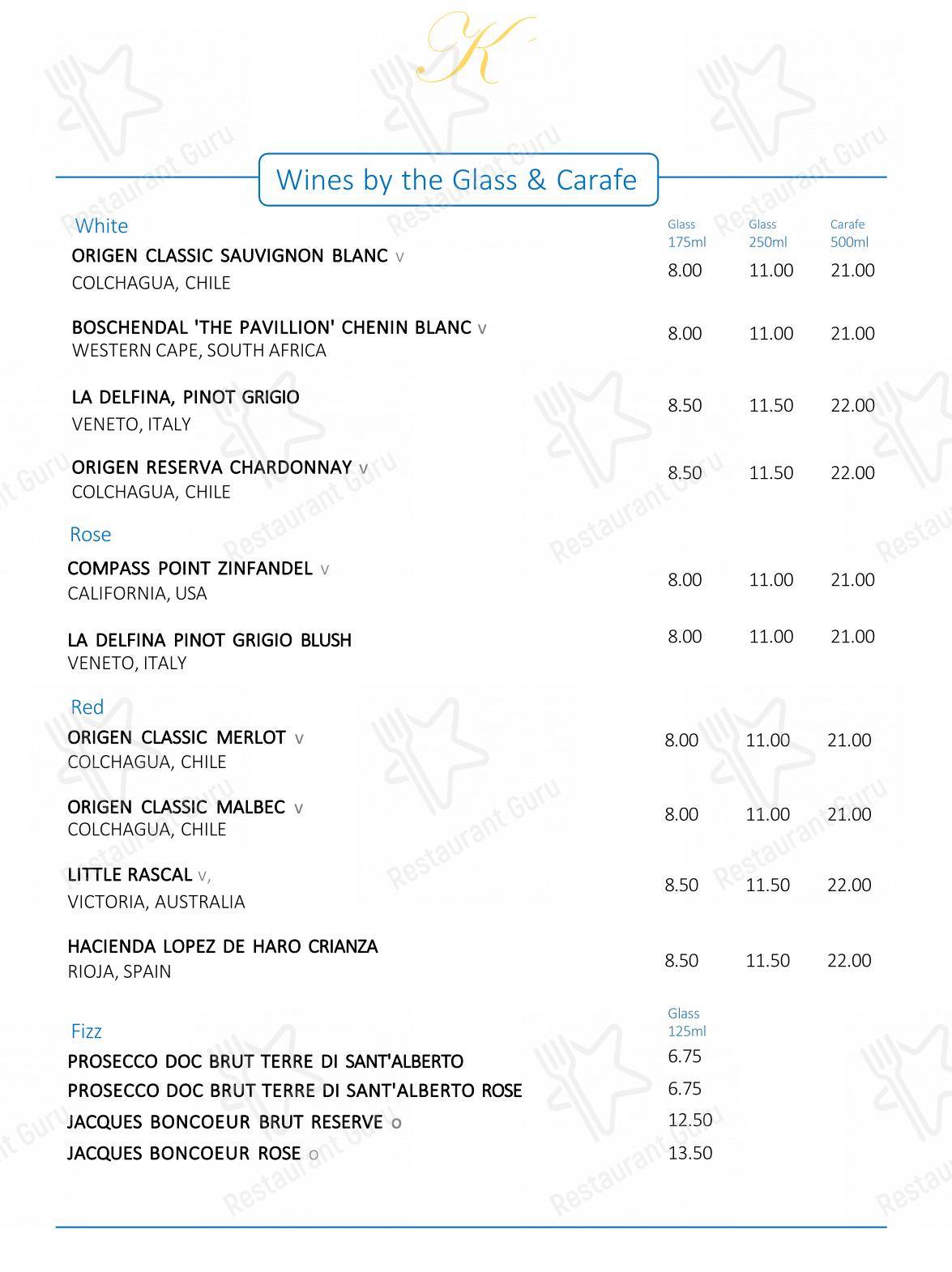 Menu at The Kingsway Hotel restaurant, Cleethorpes