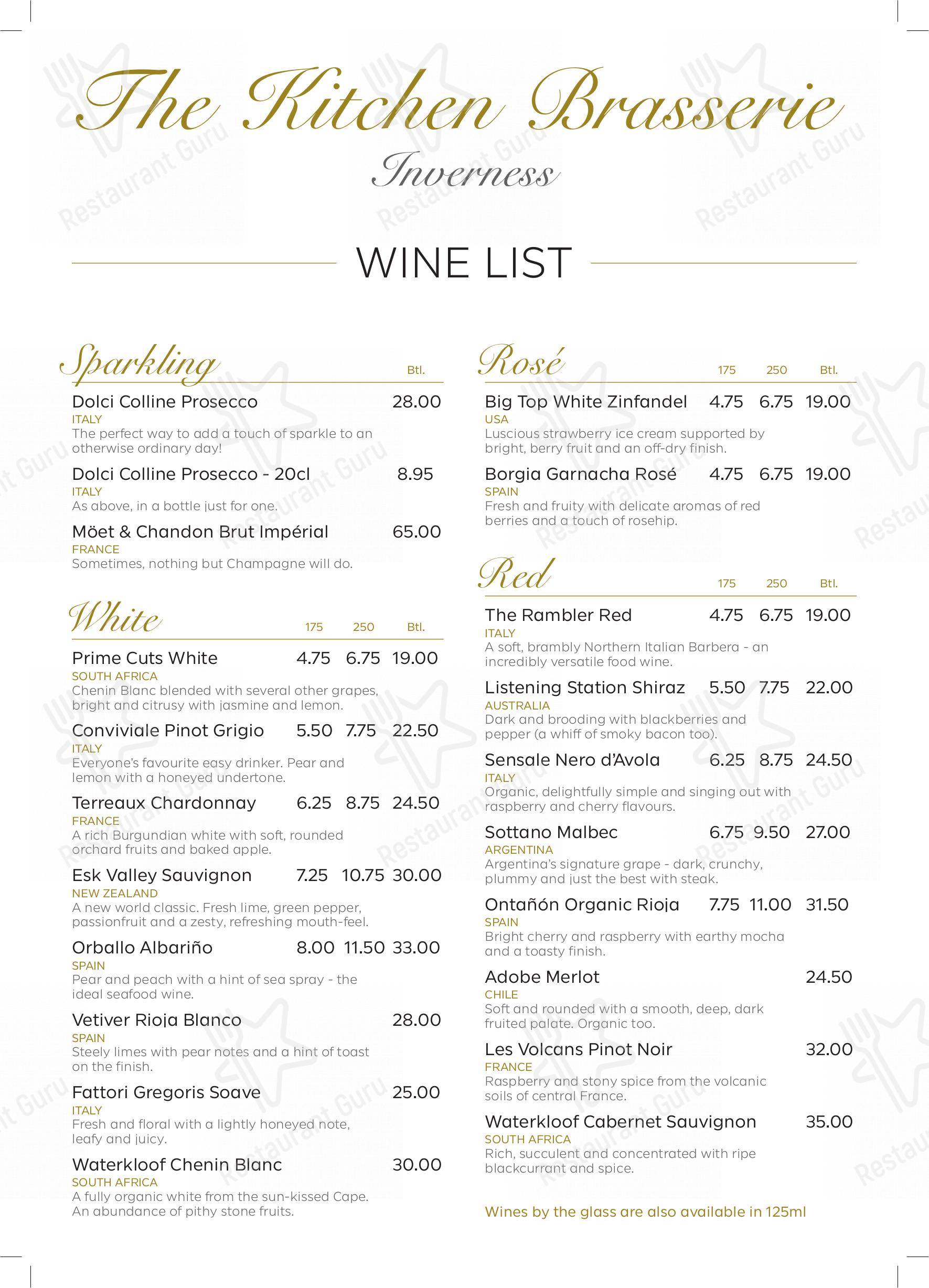 Menu at The Kitchen Restaurant, Inverness, 15 Huntly St