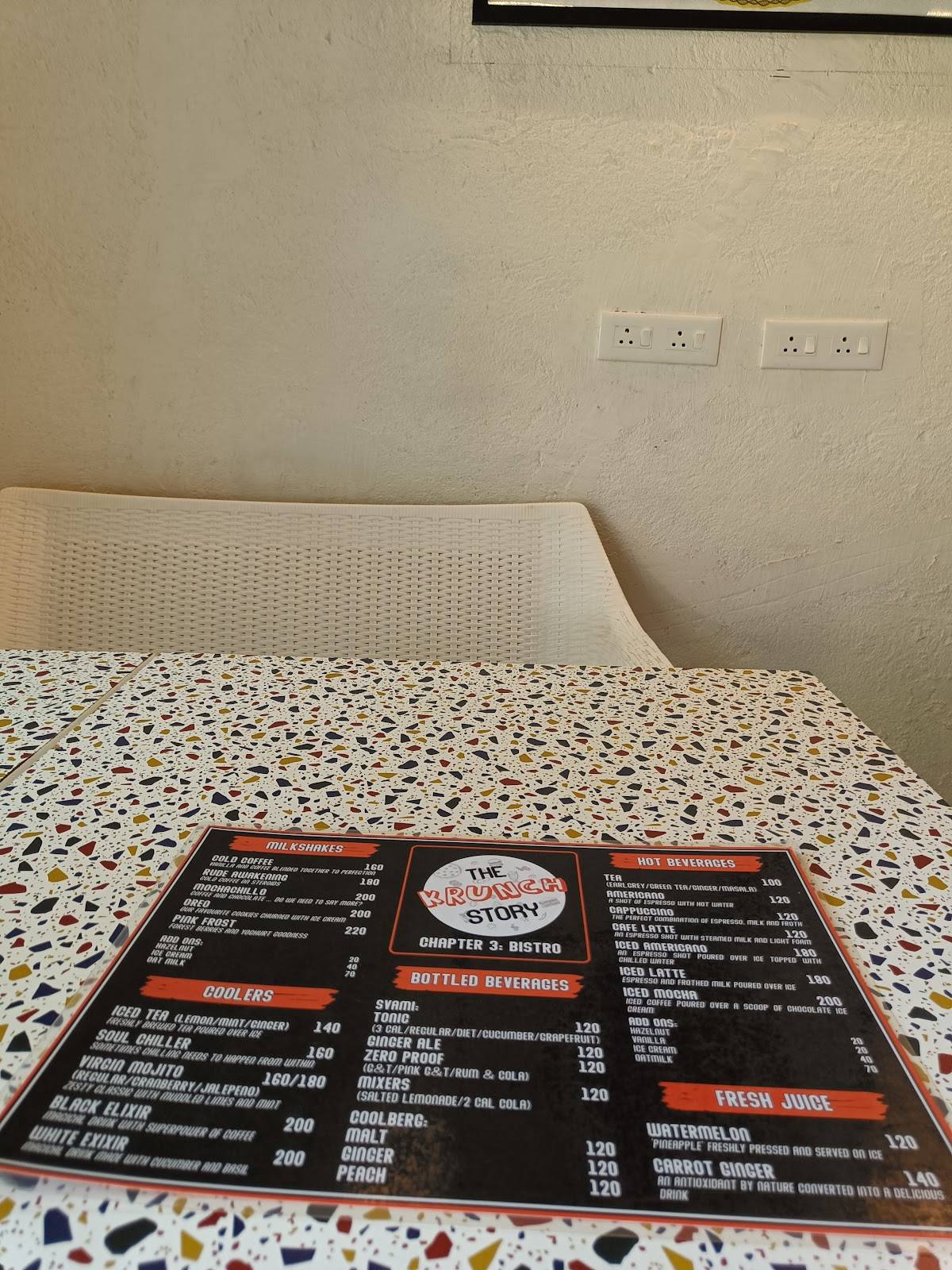Menu at The Krunch Story "Chapter 3 - Bistro", Panaji