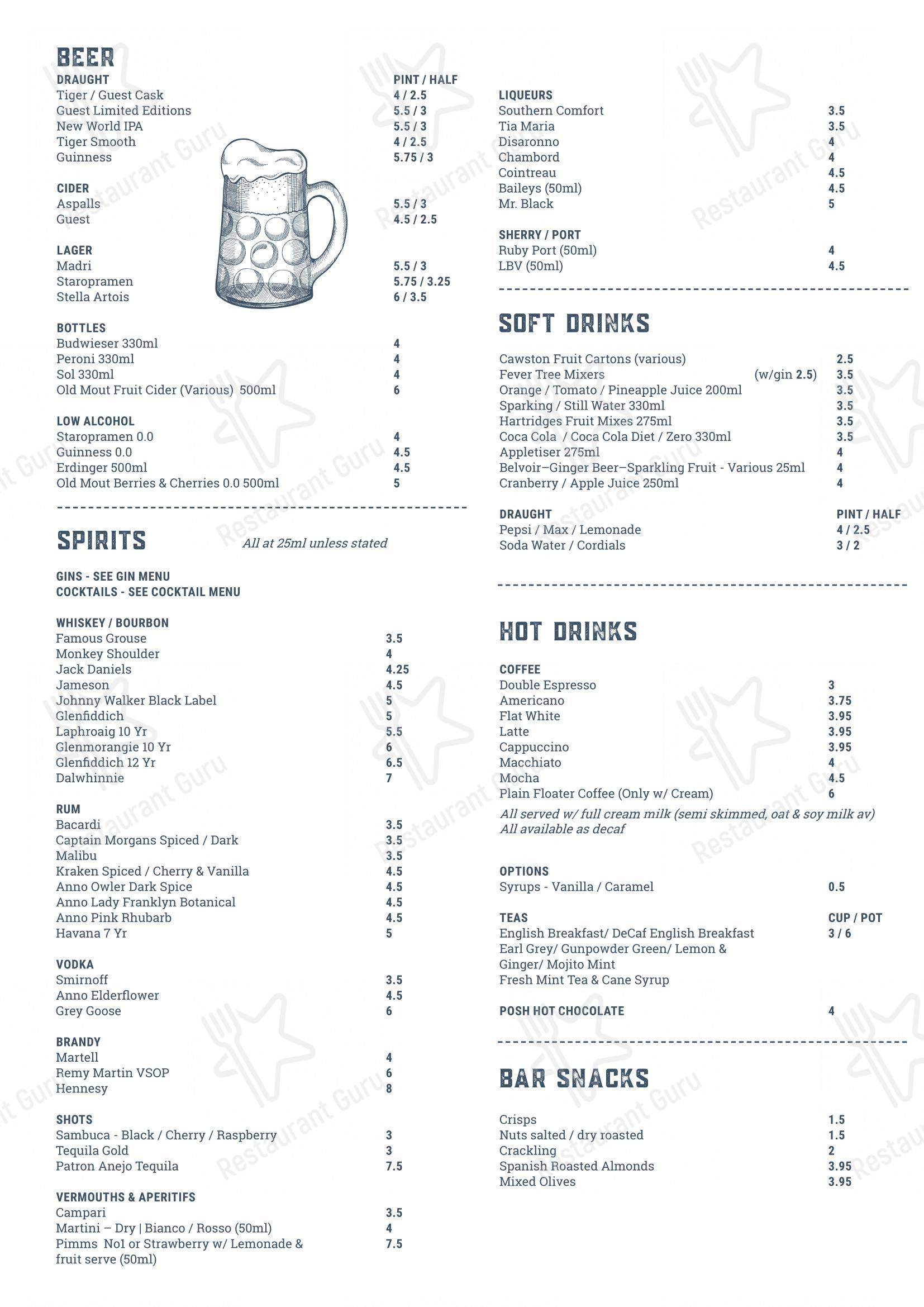 Menu at The Lancaster Arms pub & bar, Botcheston