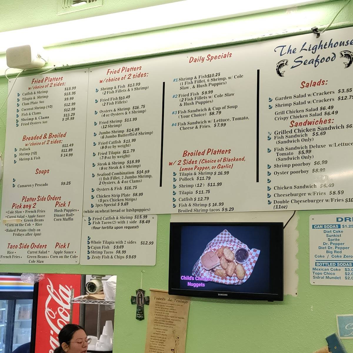 Menu at The Lighthouse Seafood restaurant, San Antonio