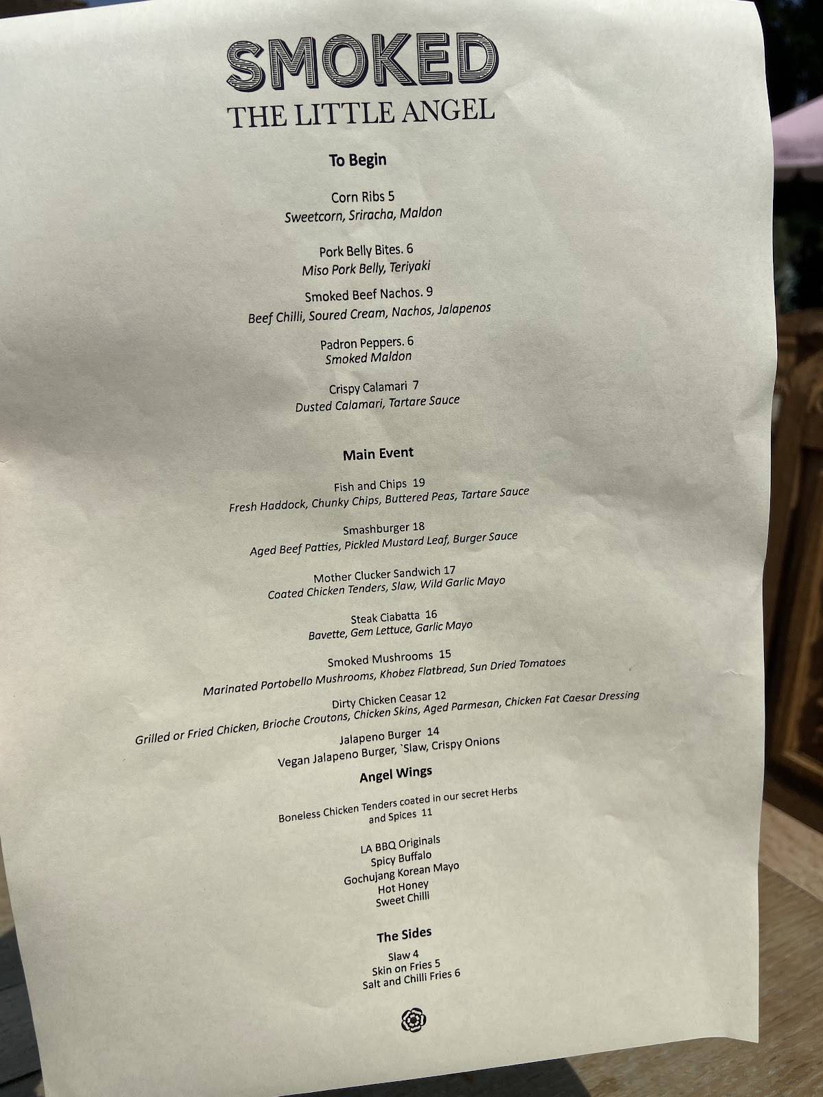 Menu at The Little Angel pub & bar, Henley-on-Thames