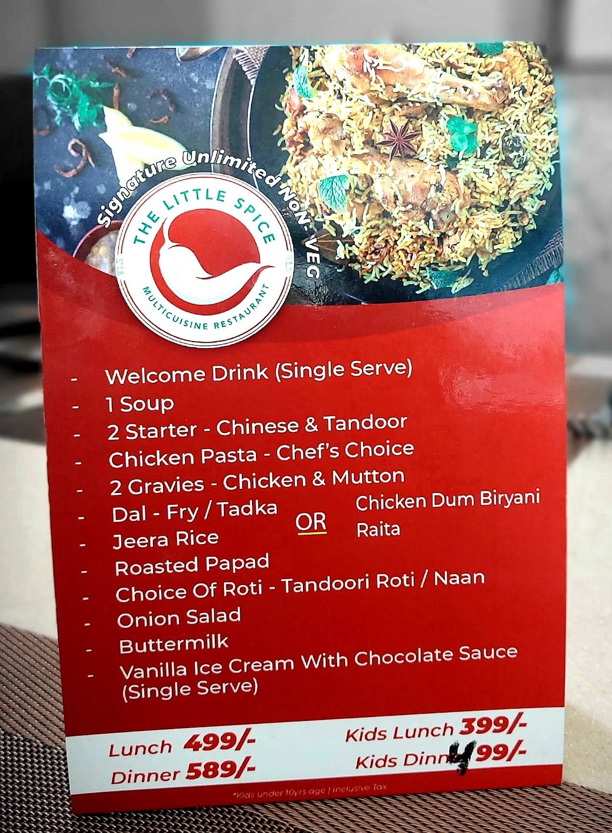 Menu at The Little Spice Restaurant, Ahmedabad