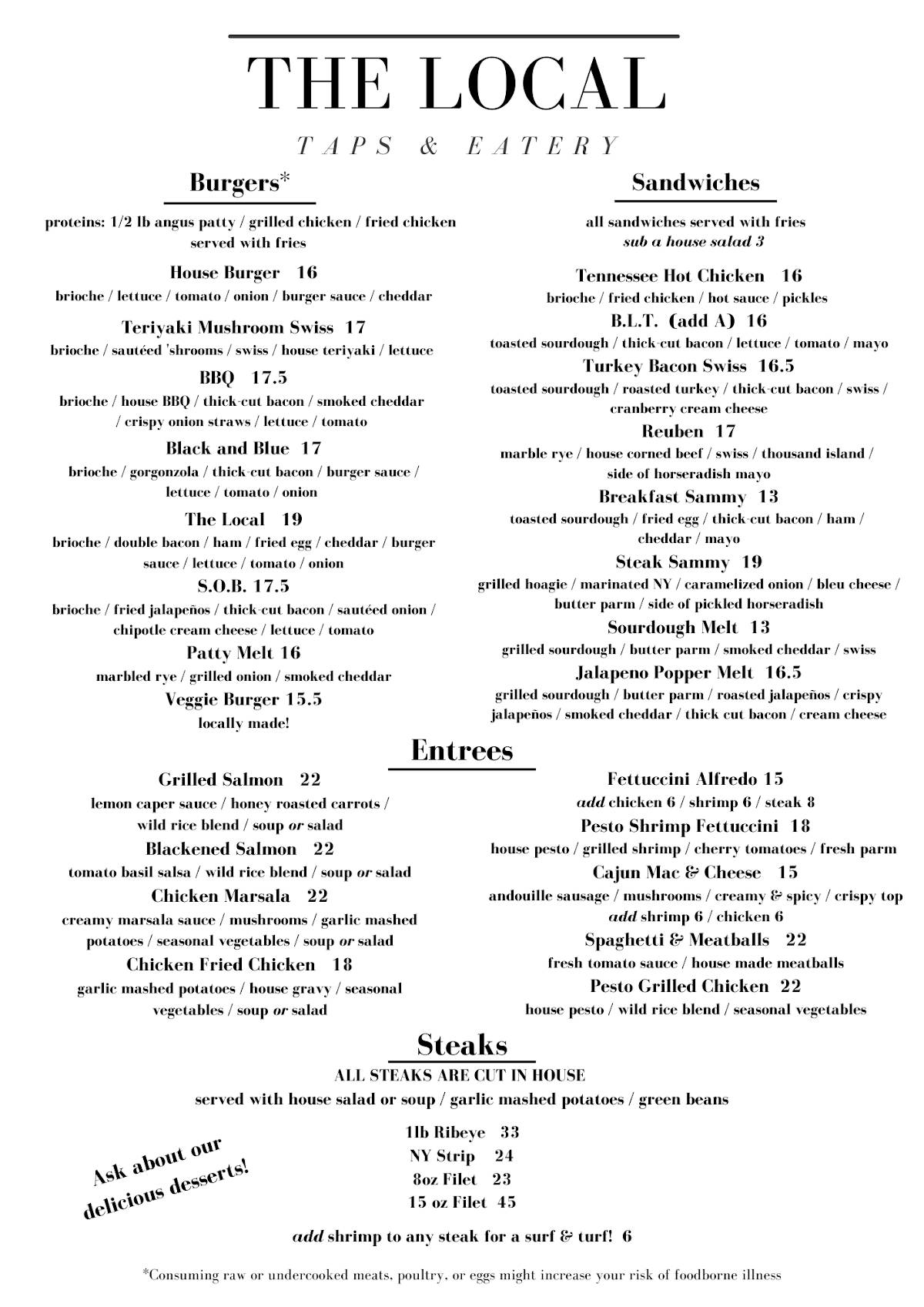 Menu at The Local pub & bar, Yelm