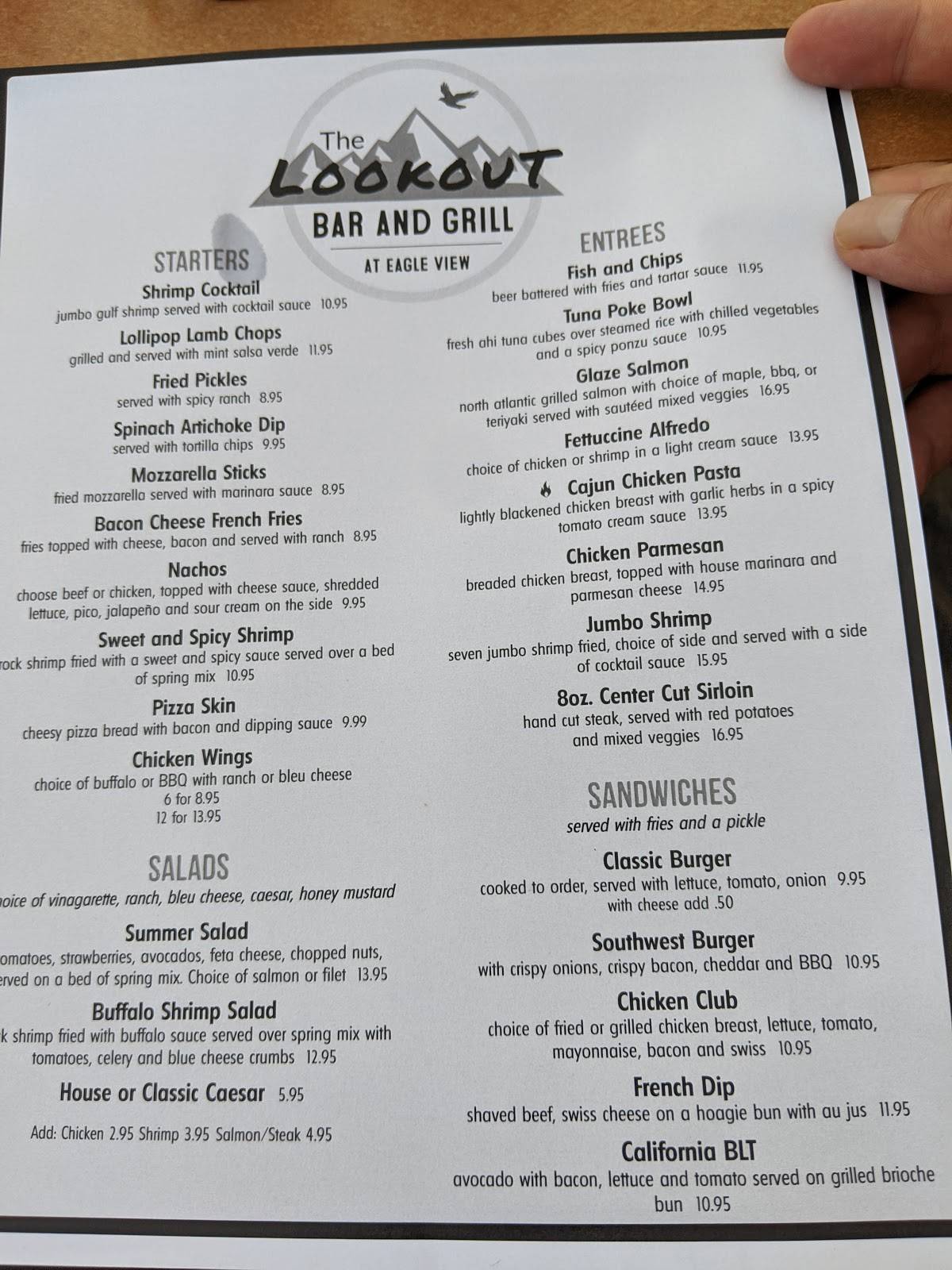Menu at The Lookout Bar & Grill at Eagle View, Charleston