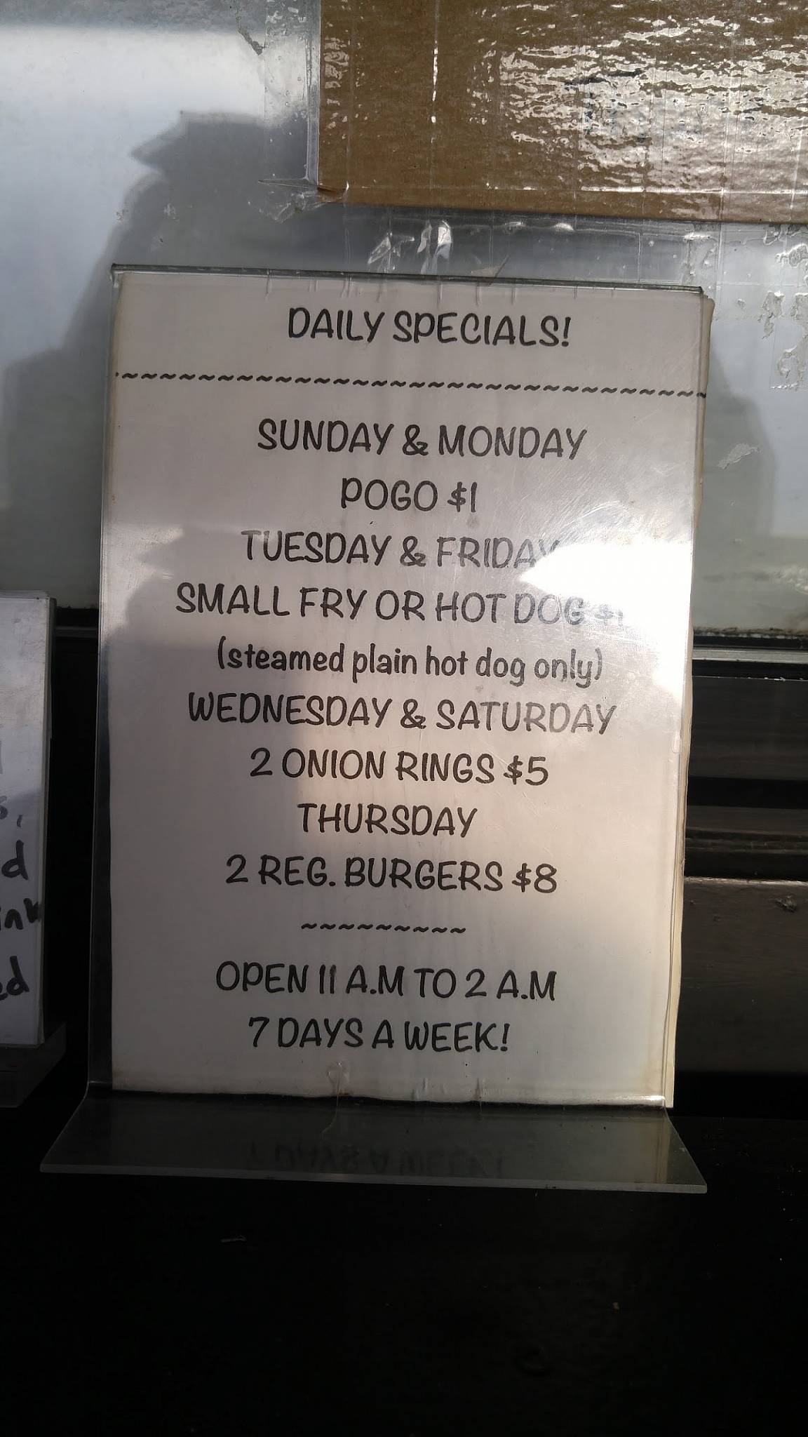 Menu at The Loose Caboose restaurant, Cornwall