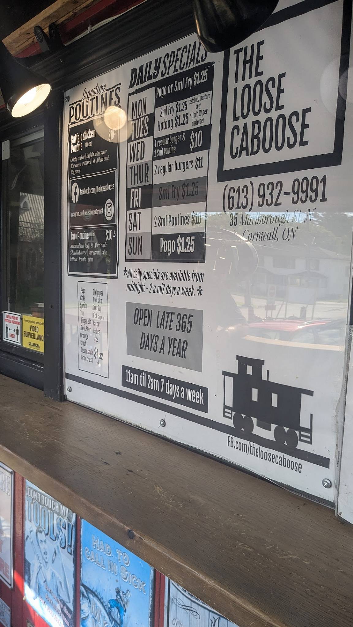 Menu at The Loose Caboose restaurant, Cornwall