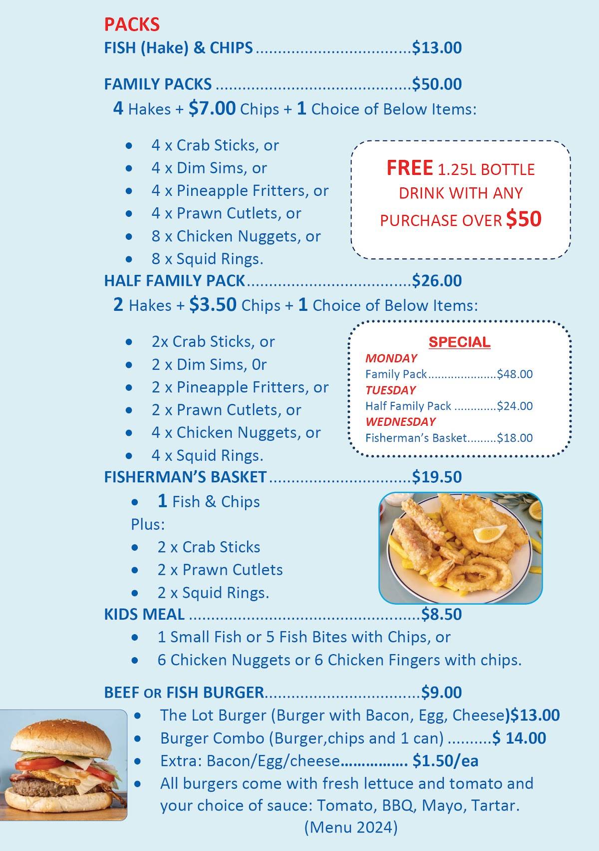 Menu at The Market Place Fish & Chips WA restaurant, Ballajura, The ...