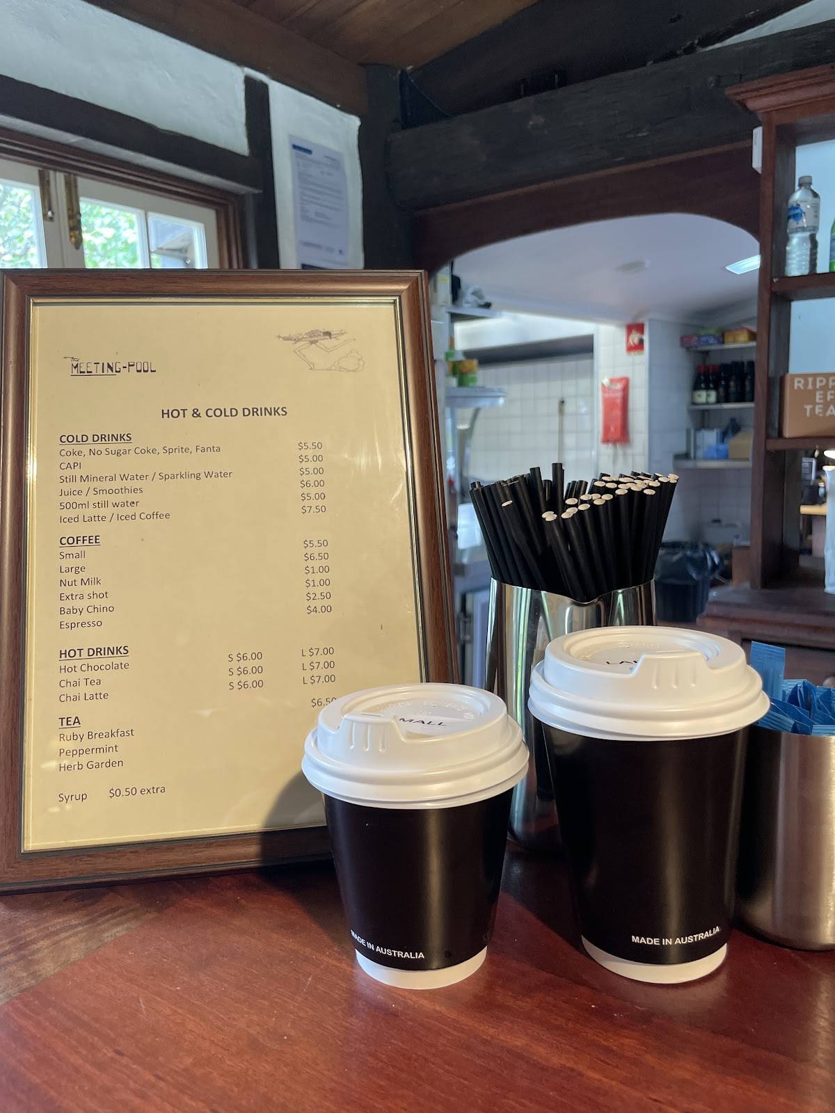 Menu at The Meeting Pool Café restaurant, Eltham, 7 Hillcrest Ave
