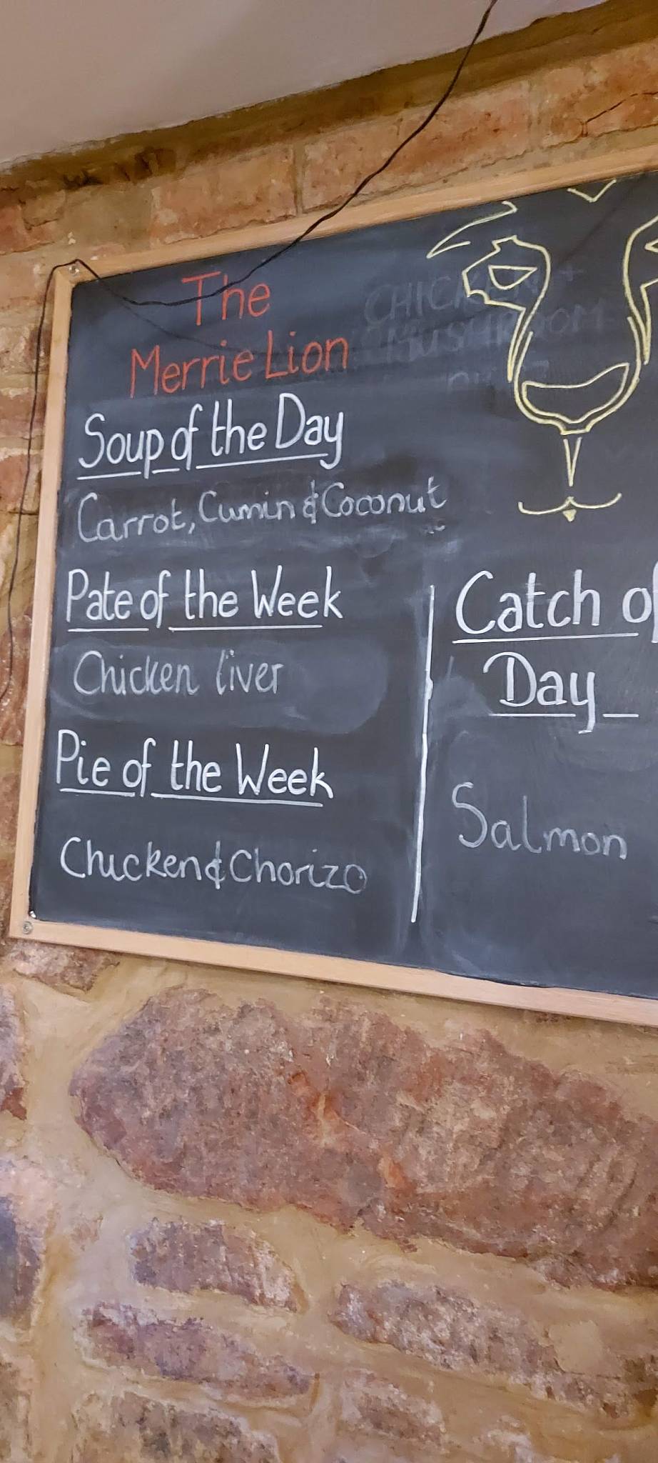 Menu at The Merrie Lion pub & bar, Fenny Compton