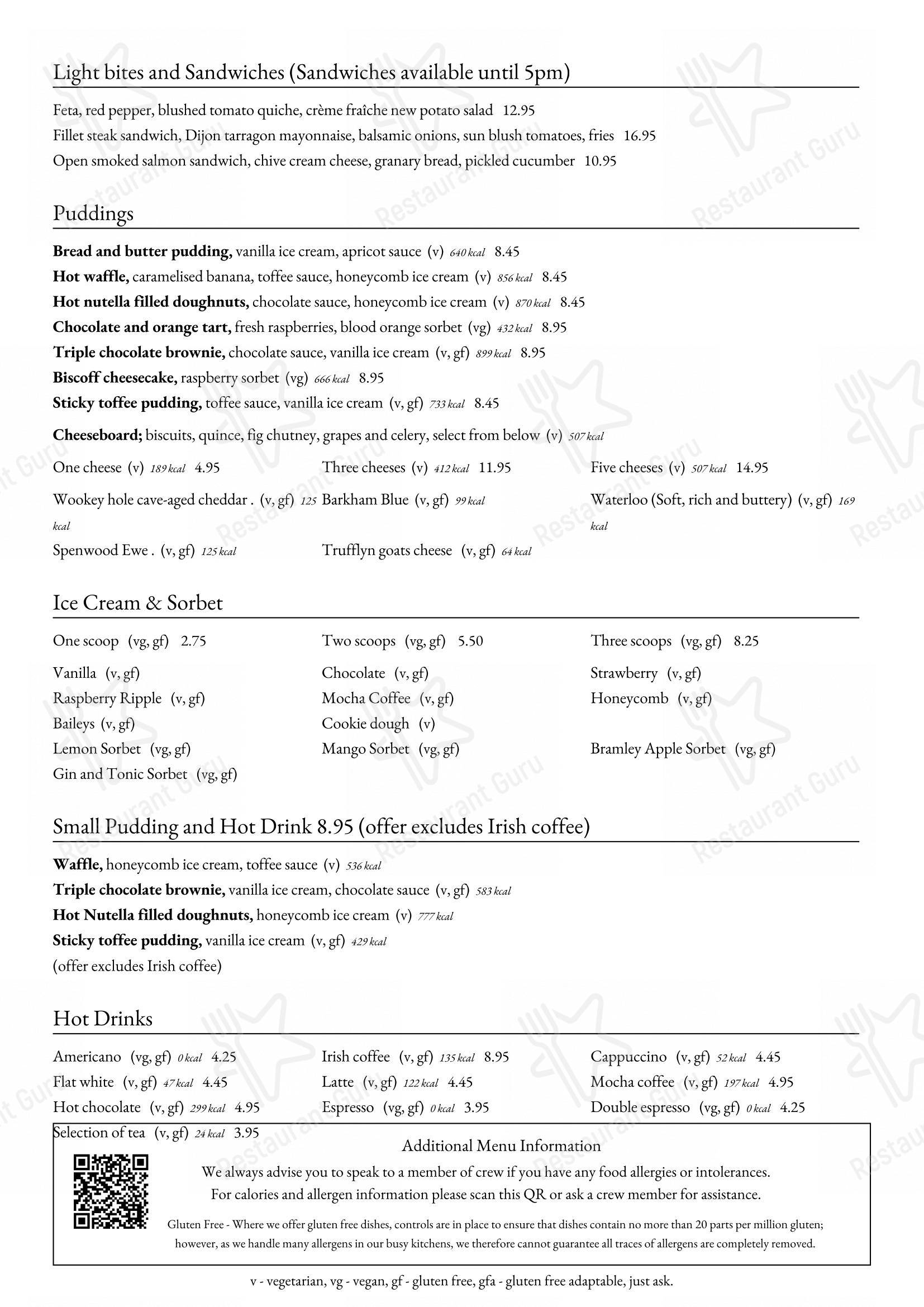 Menu at The Mill House pub & bar, Hook
