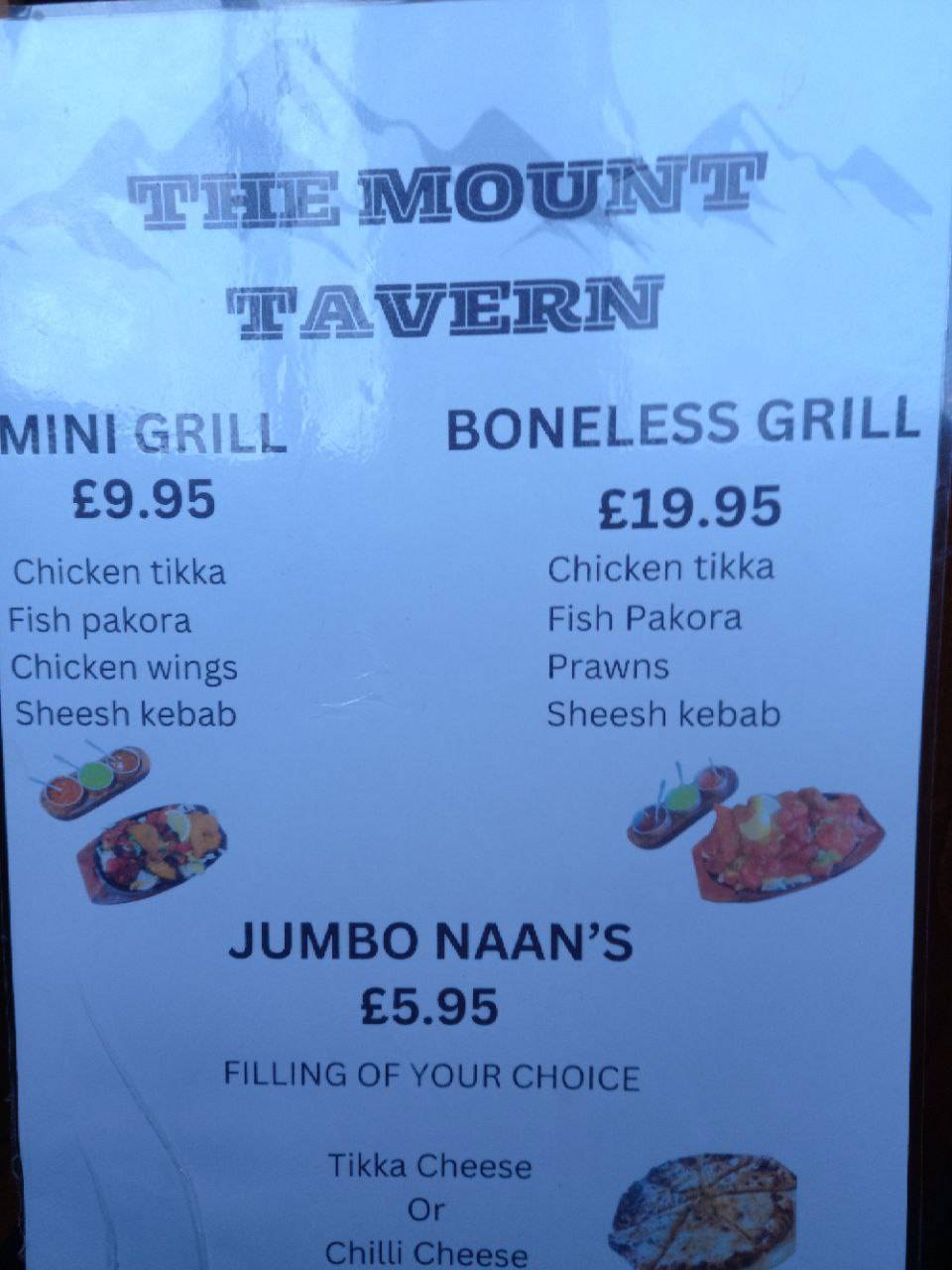 Menu at The Mount Tavern pub & bar, Birmingham