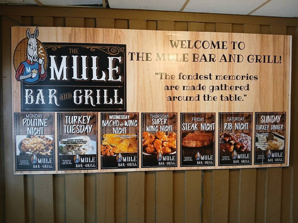Menu at The Mule Bar & Grill, Sussex