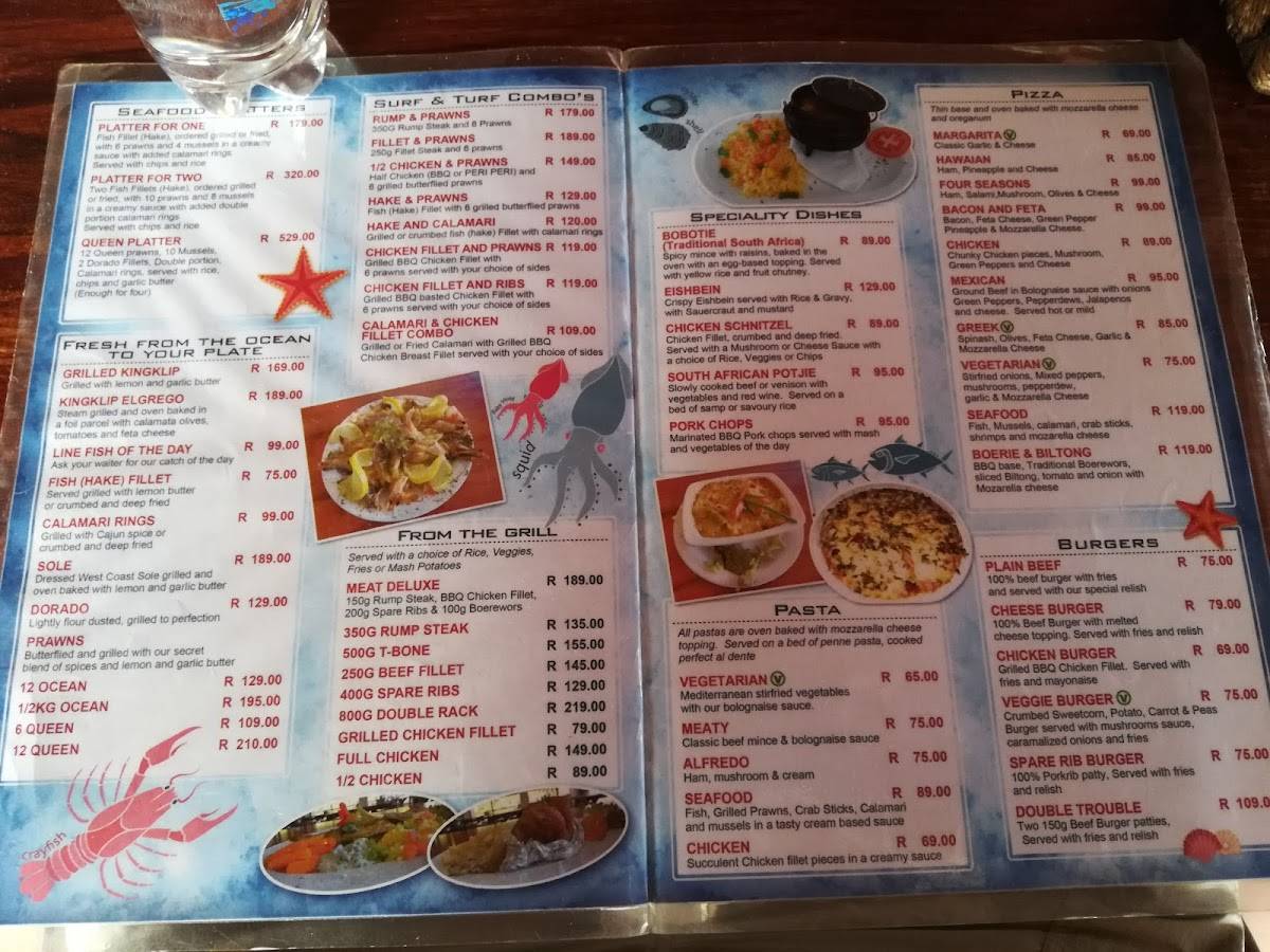 Menu at The Ocean Grill Restaurant, Saint Lucia