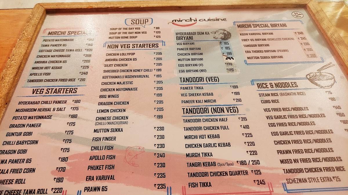 Menu at The Old Mirchi Biryani, Chennai, 2/72