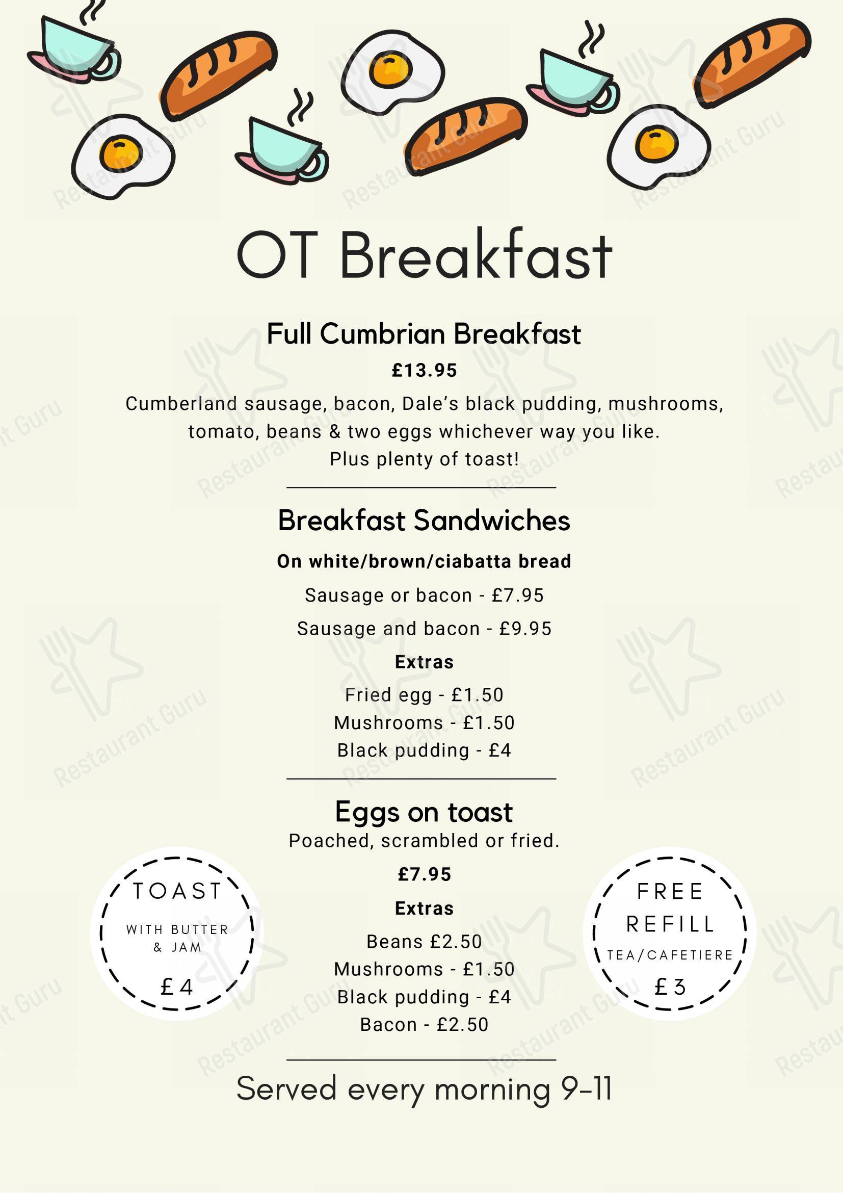 Menu at The Orange Tree pub & bar, Kirkby Lonsdale