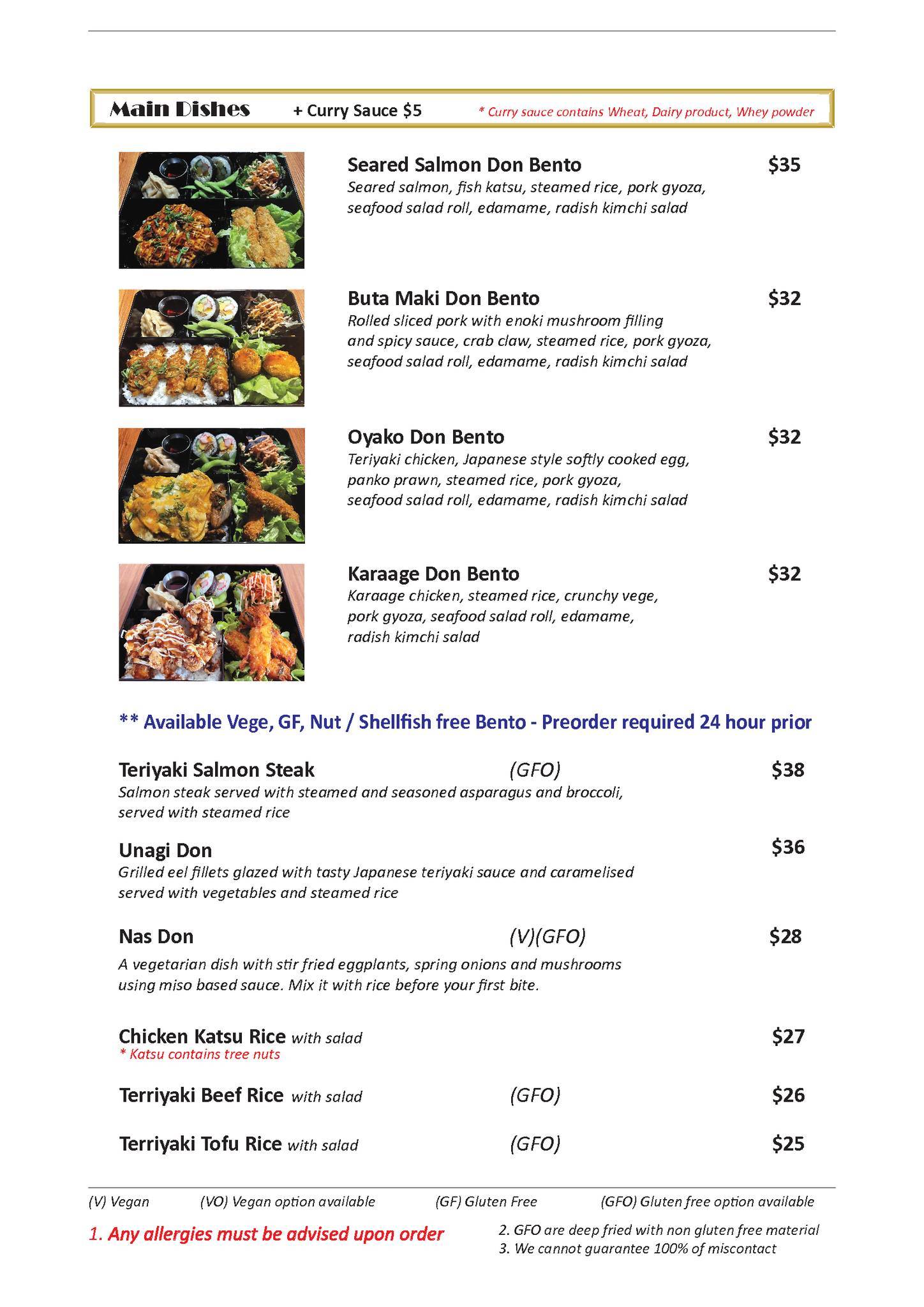 Menu at The Origin153 restaurant, Vasse
