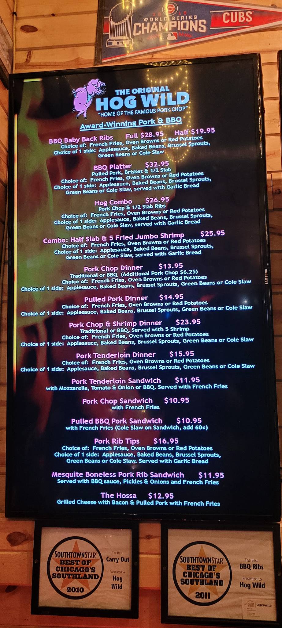 Menu at The Original Hog Wild BBQ, Midlothian