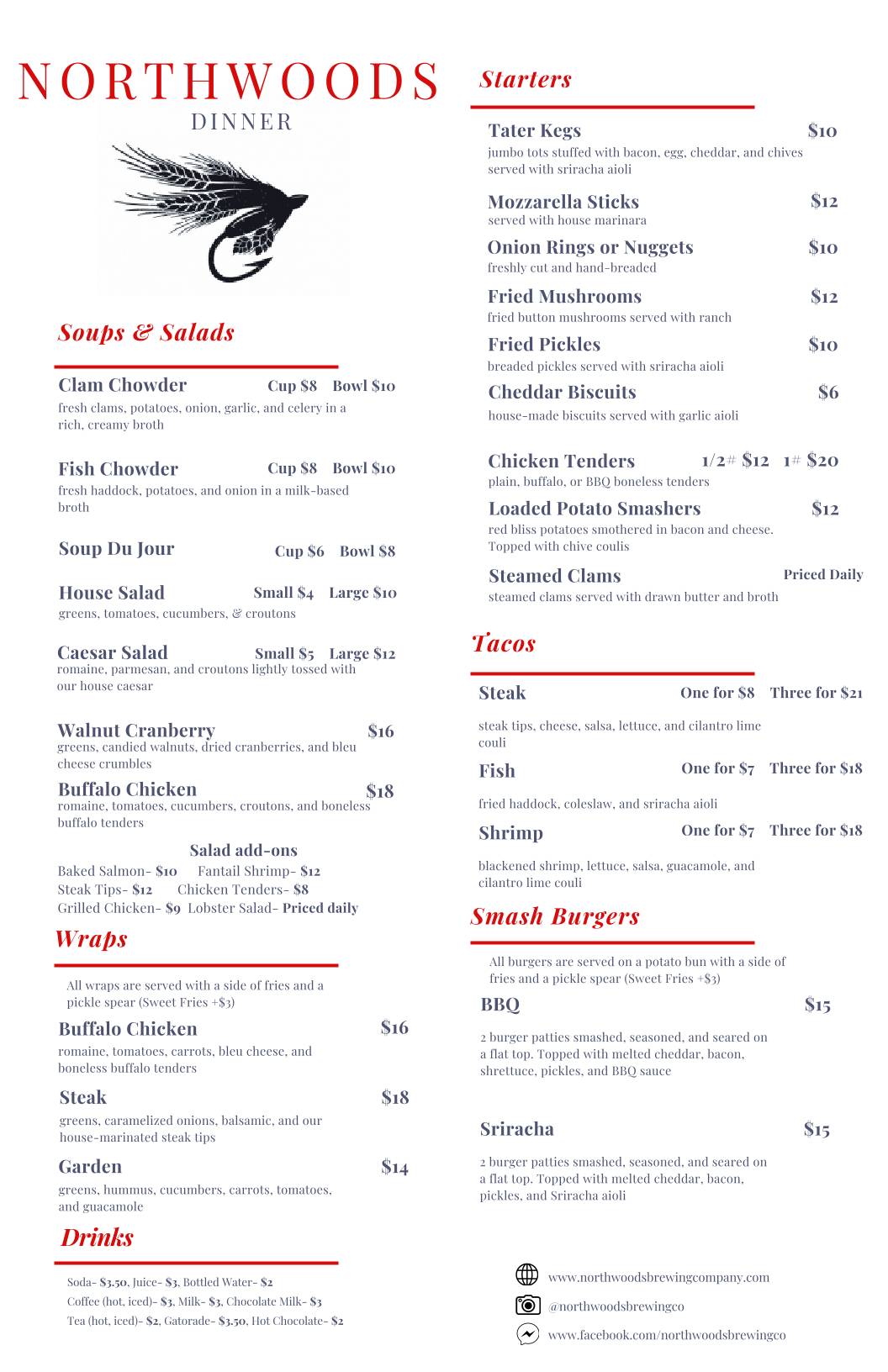 Menu at The Original Johnson's Dairy Bar at Northwoods Brewing Company ...