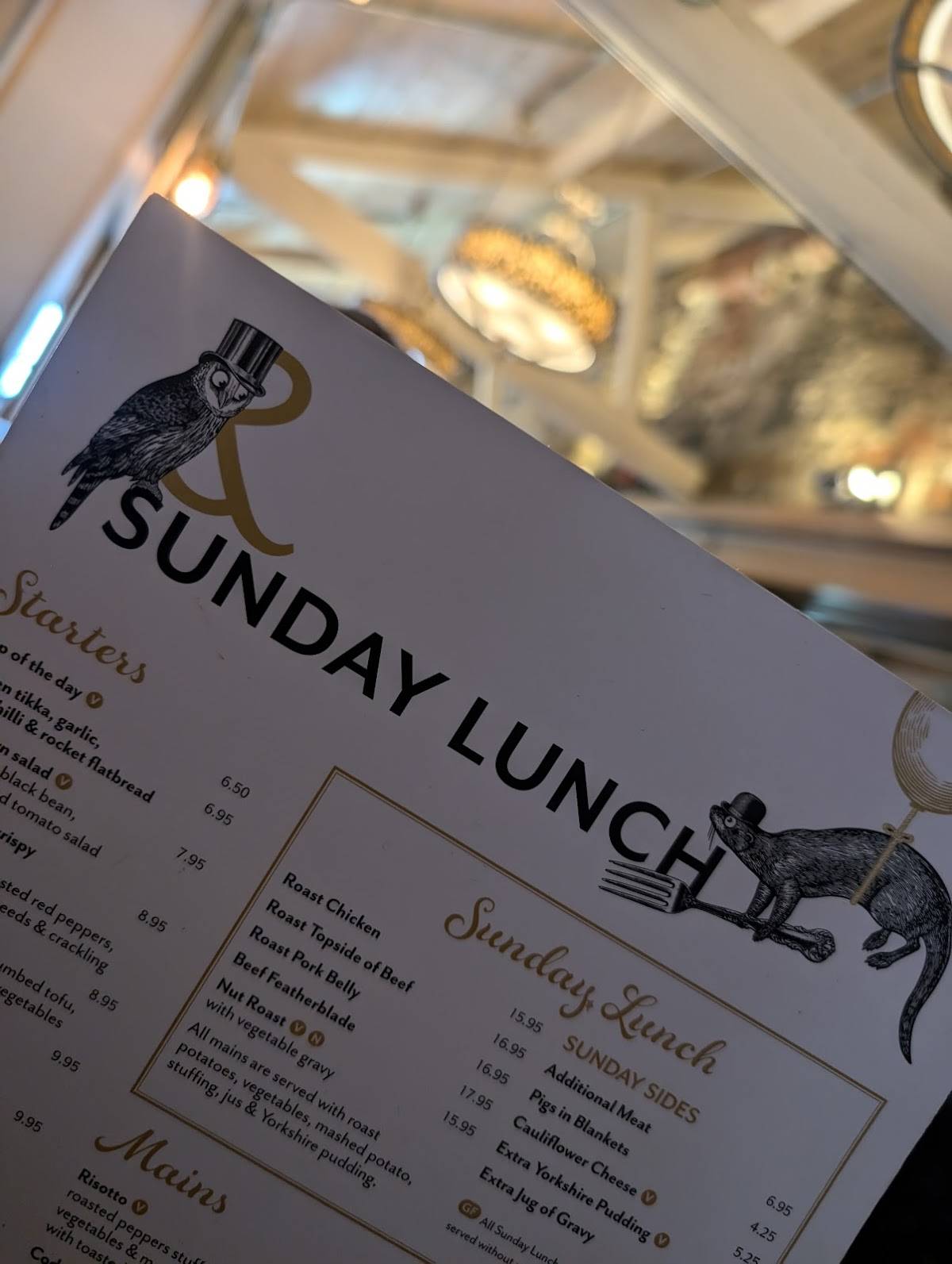 Menu at The Owl & Otter pub & bar, Burnopfield