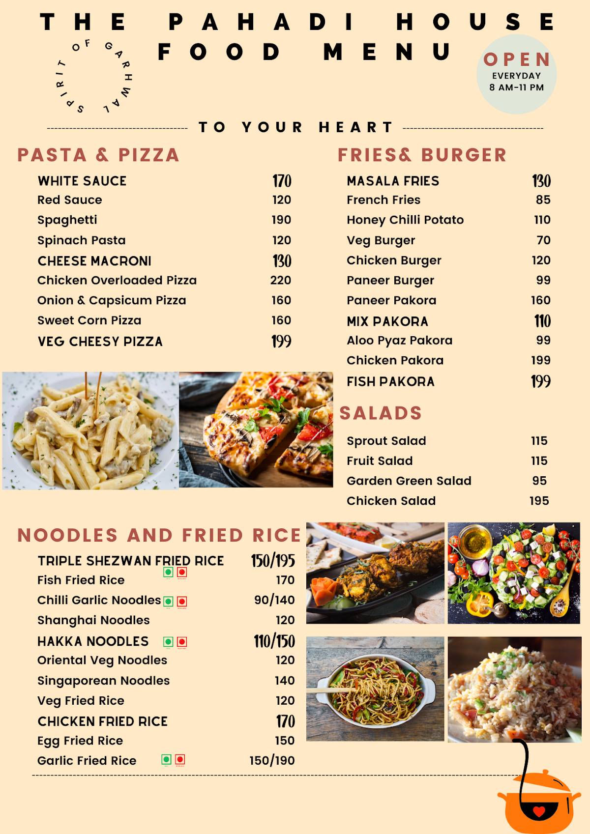 Menu at The Pahadi House, Dehradun