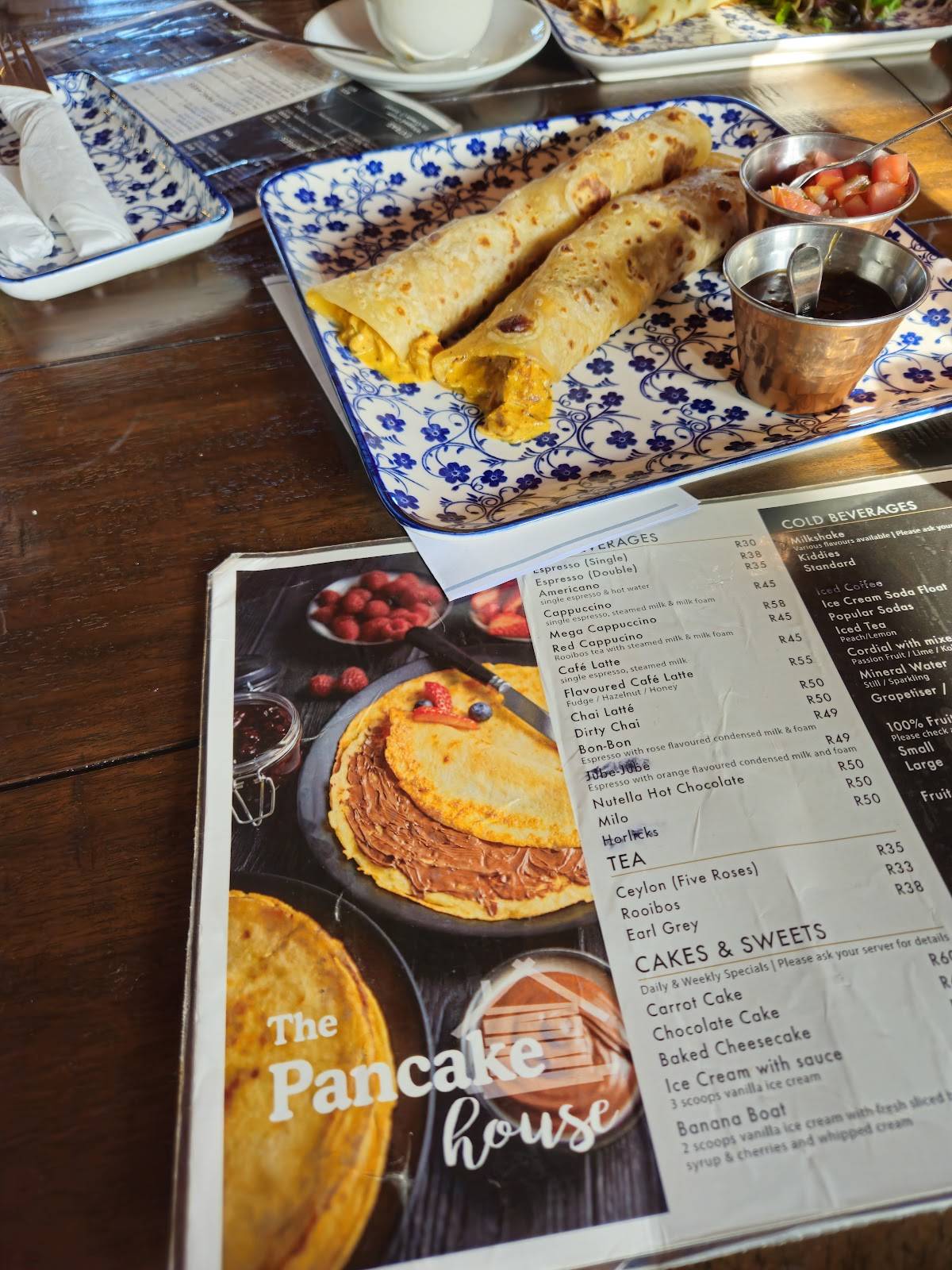 Menu at The Pancake House restaurant, Haenertsburg