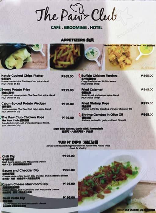 Menu at The Paw Club, Makati