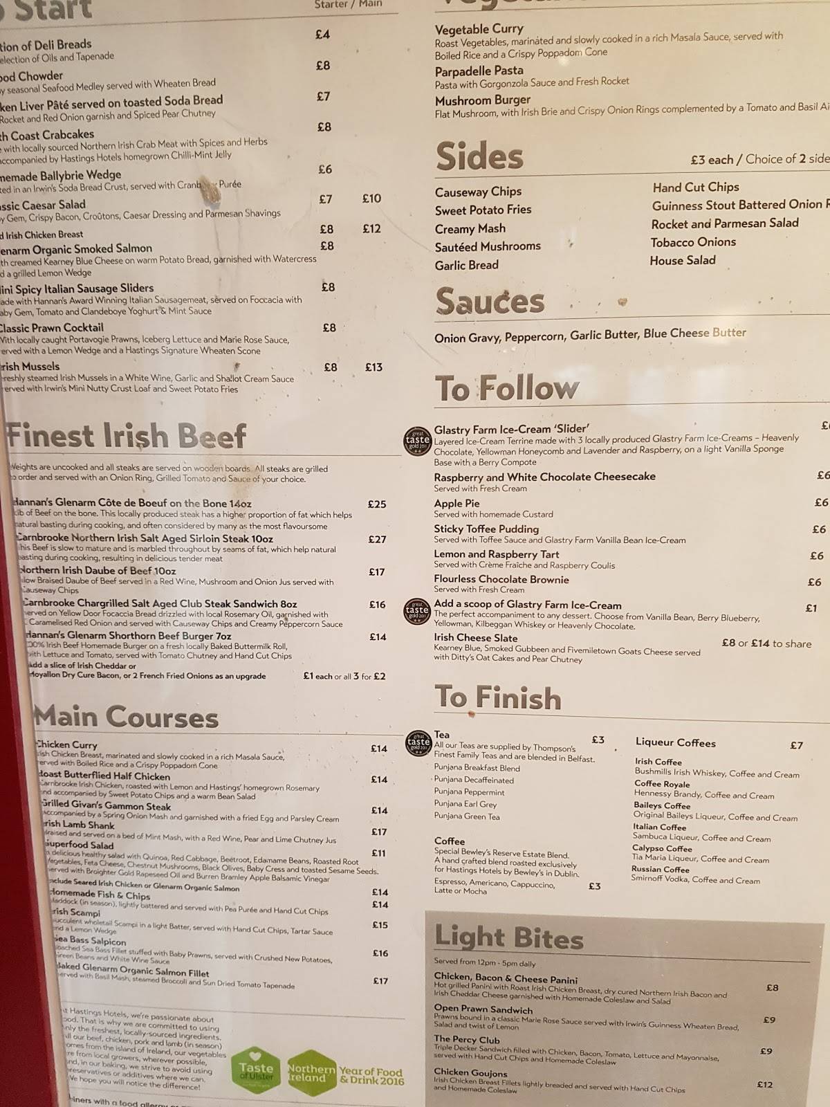 Menu at The Percy French restaurant, Newcastle, Downs Rd