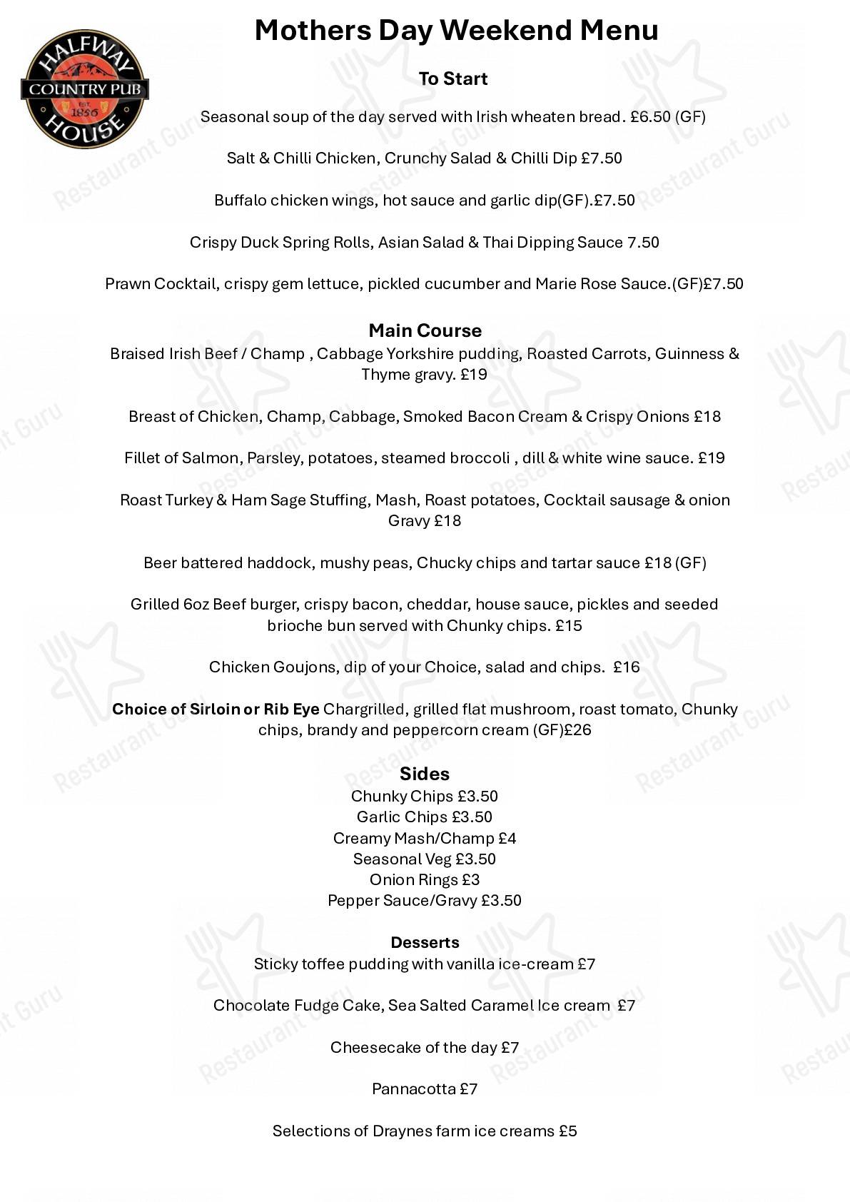 Menu at The Percy French restaurant, Newcastle, Downs Rd
