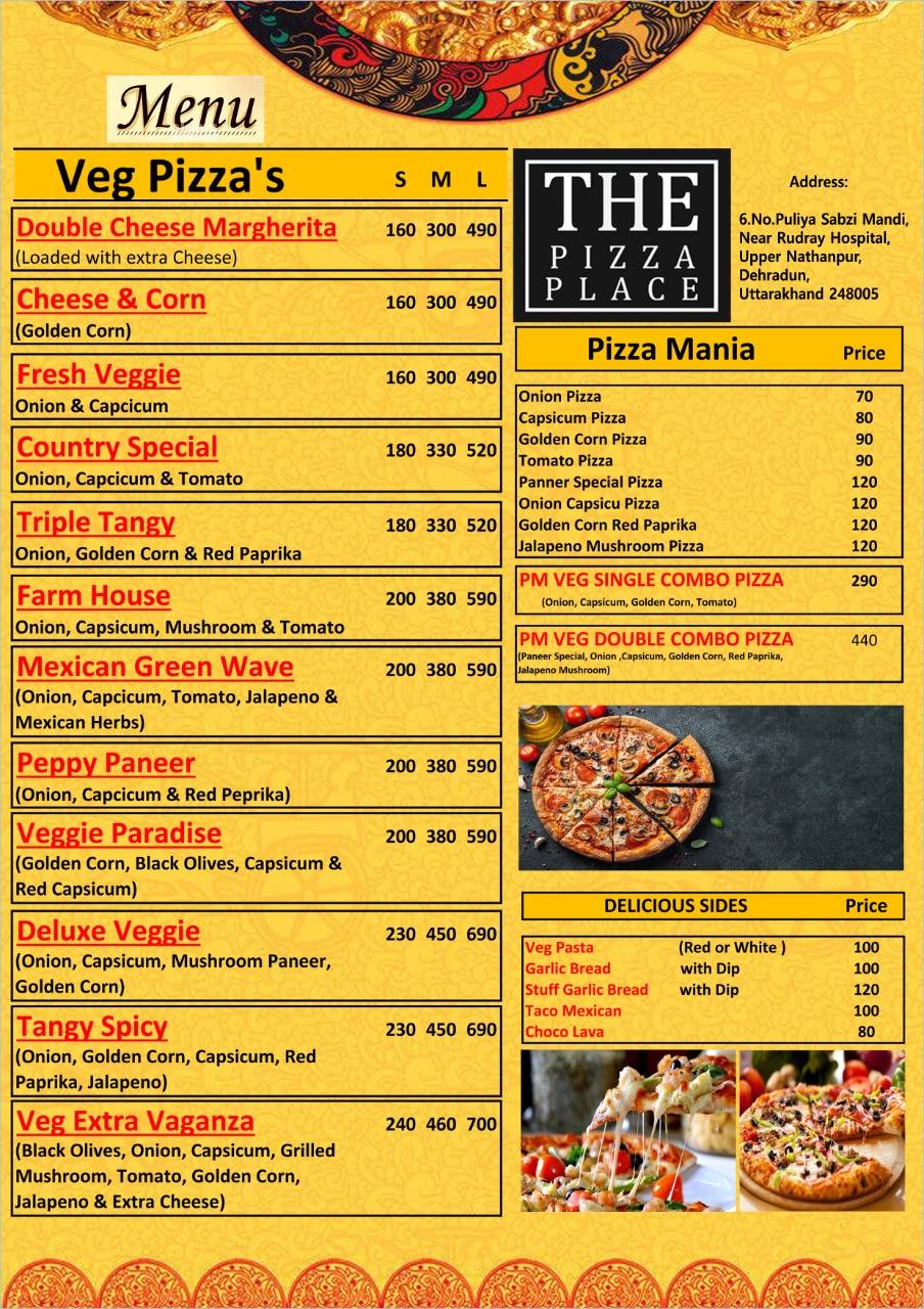 Menu at The Pizza Place, Dehradun