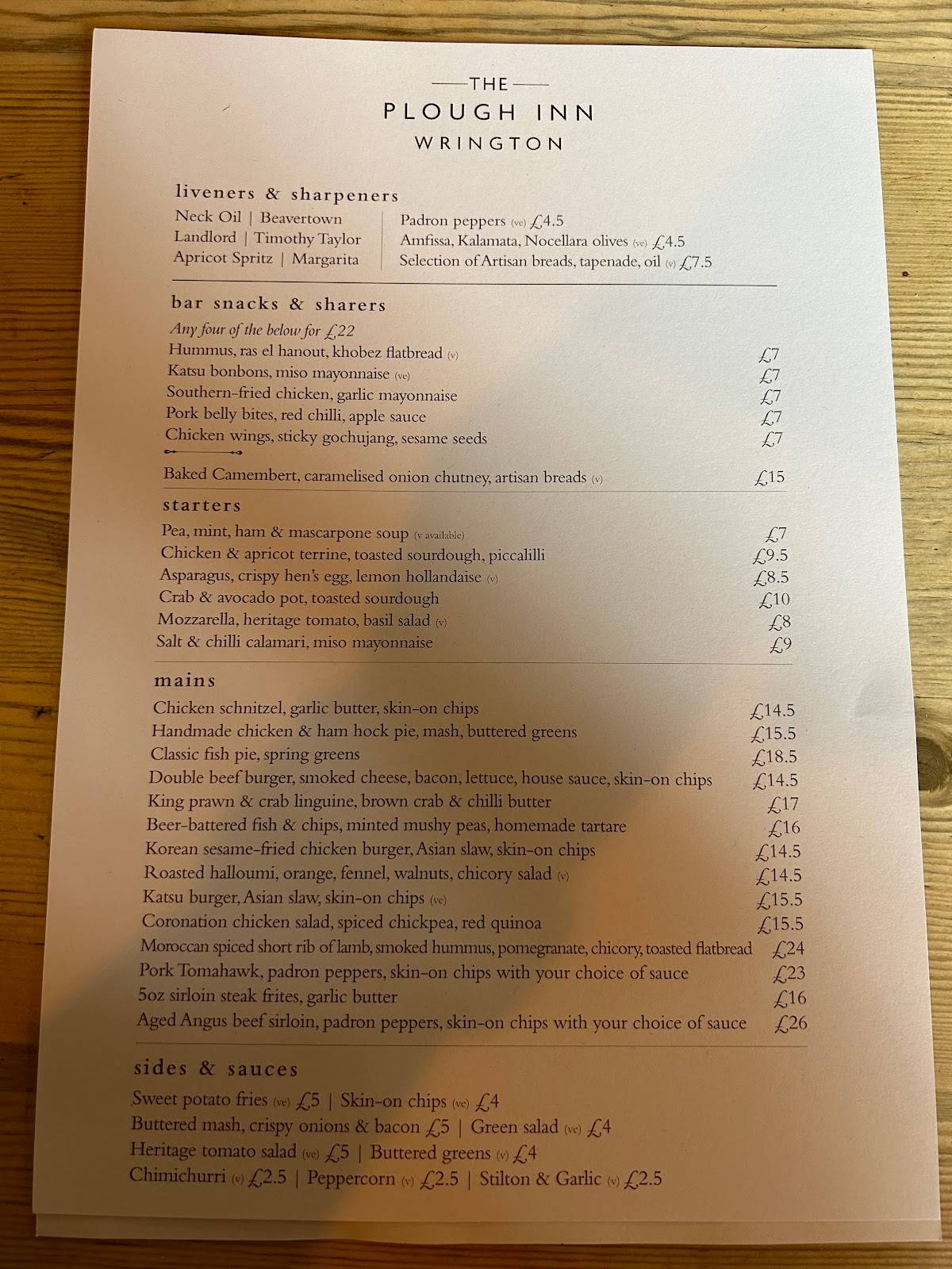 Menu at The Plough pub & bar, Bristol, High St