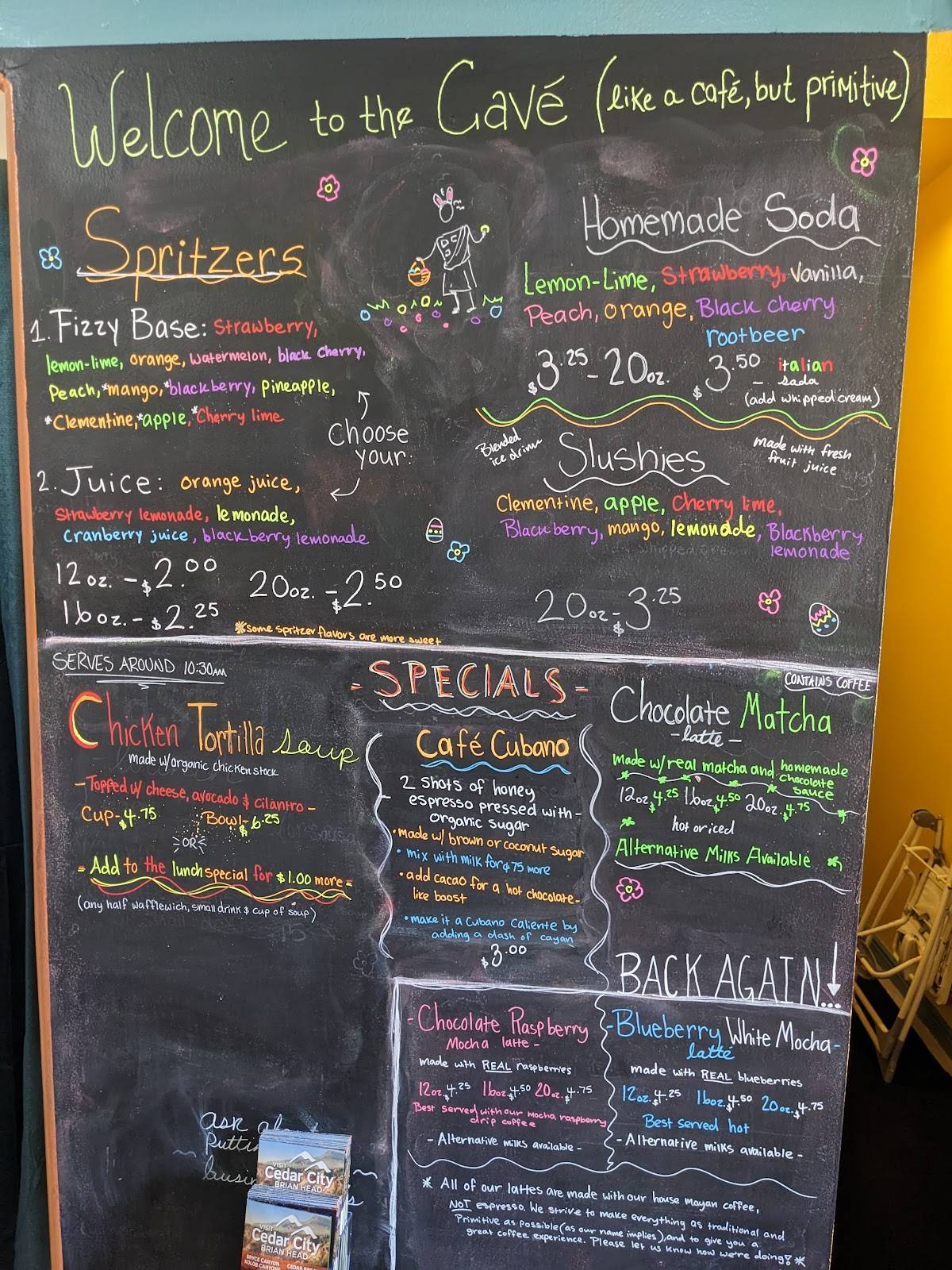 Carta del restaurante The Primitive Waffle Cavé, Parowan