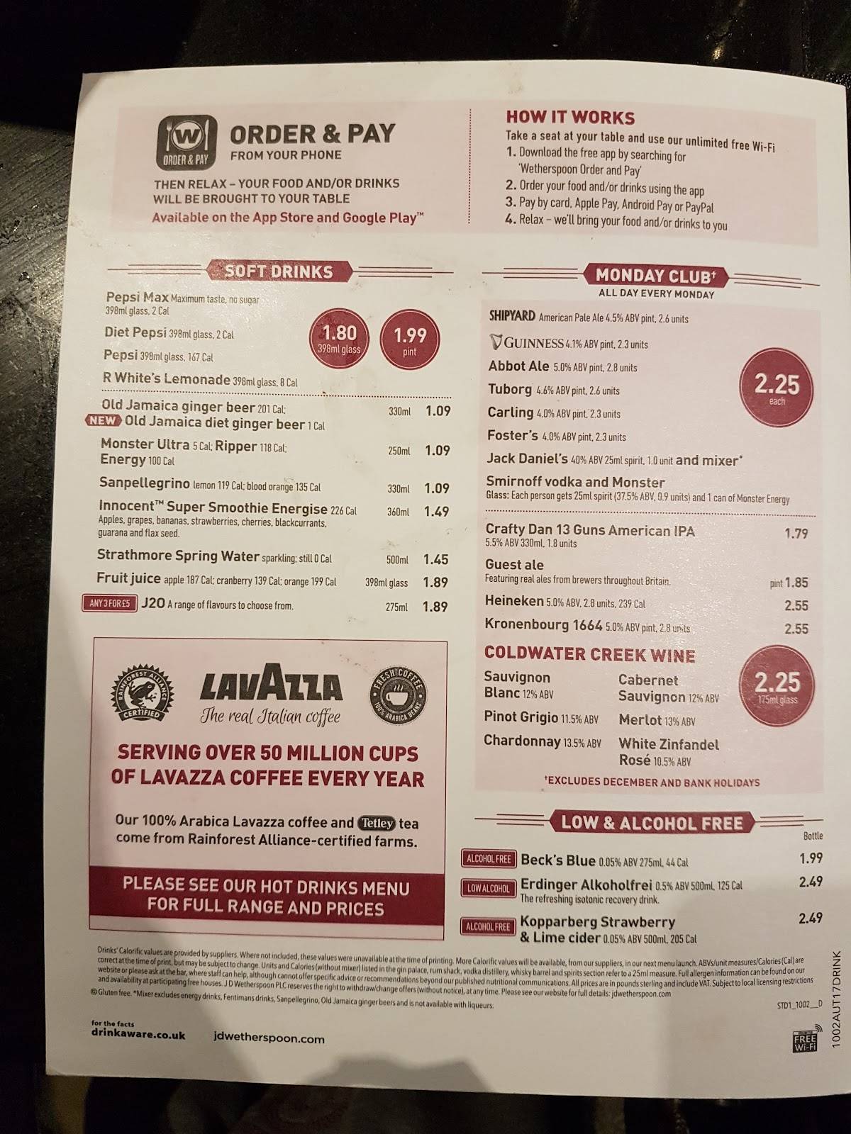 Menu at The Prior John pub & bar, Bridlington