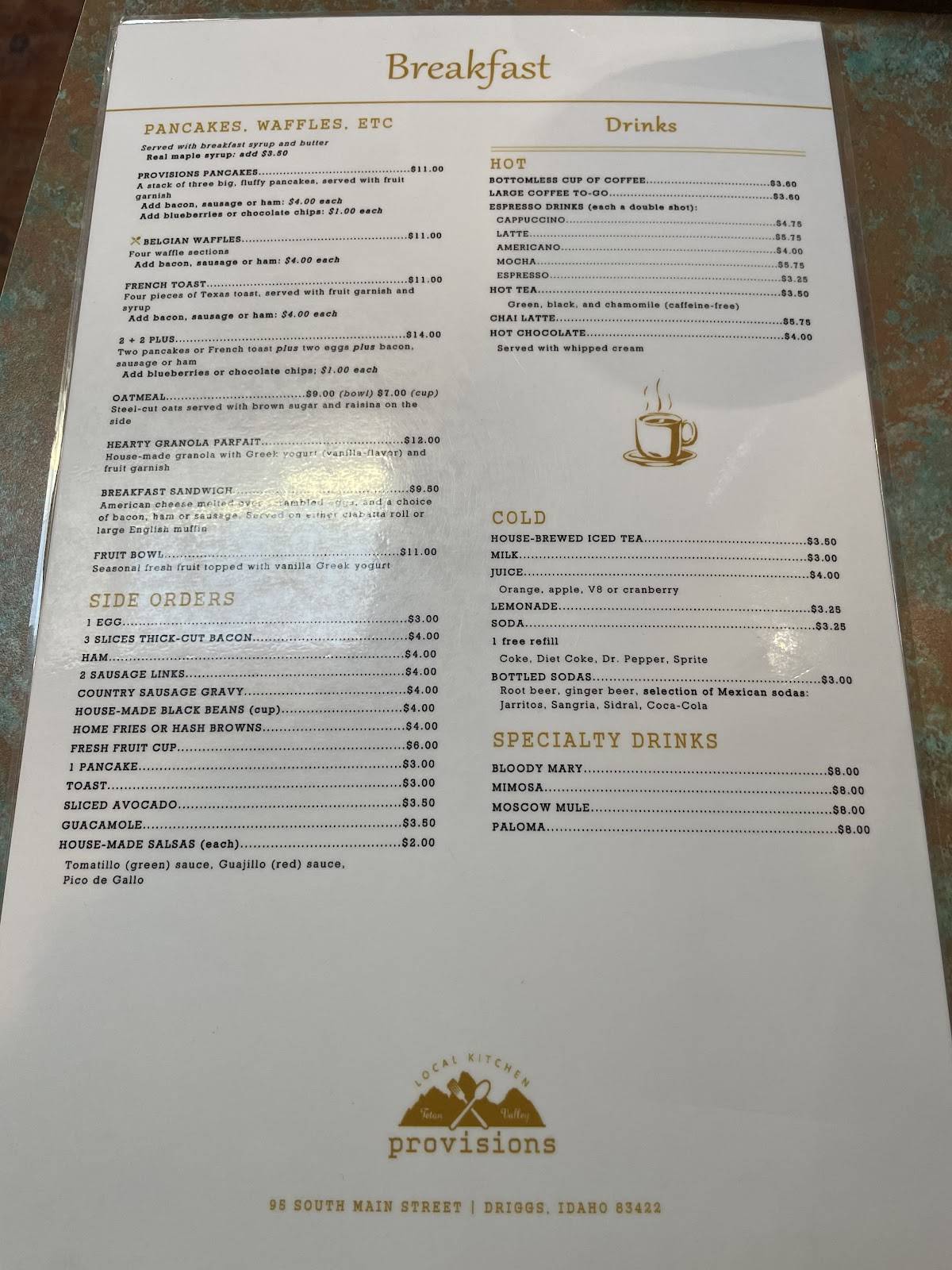 Menu at Local Kitchen Provisions pub & bar, Driggs