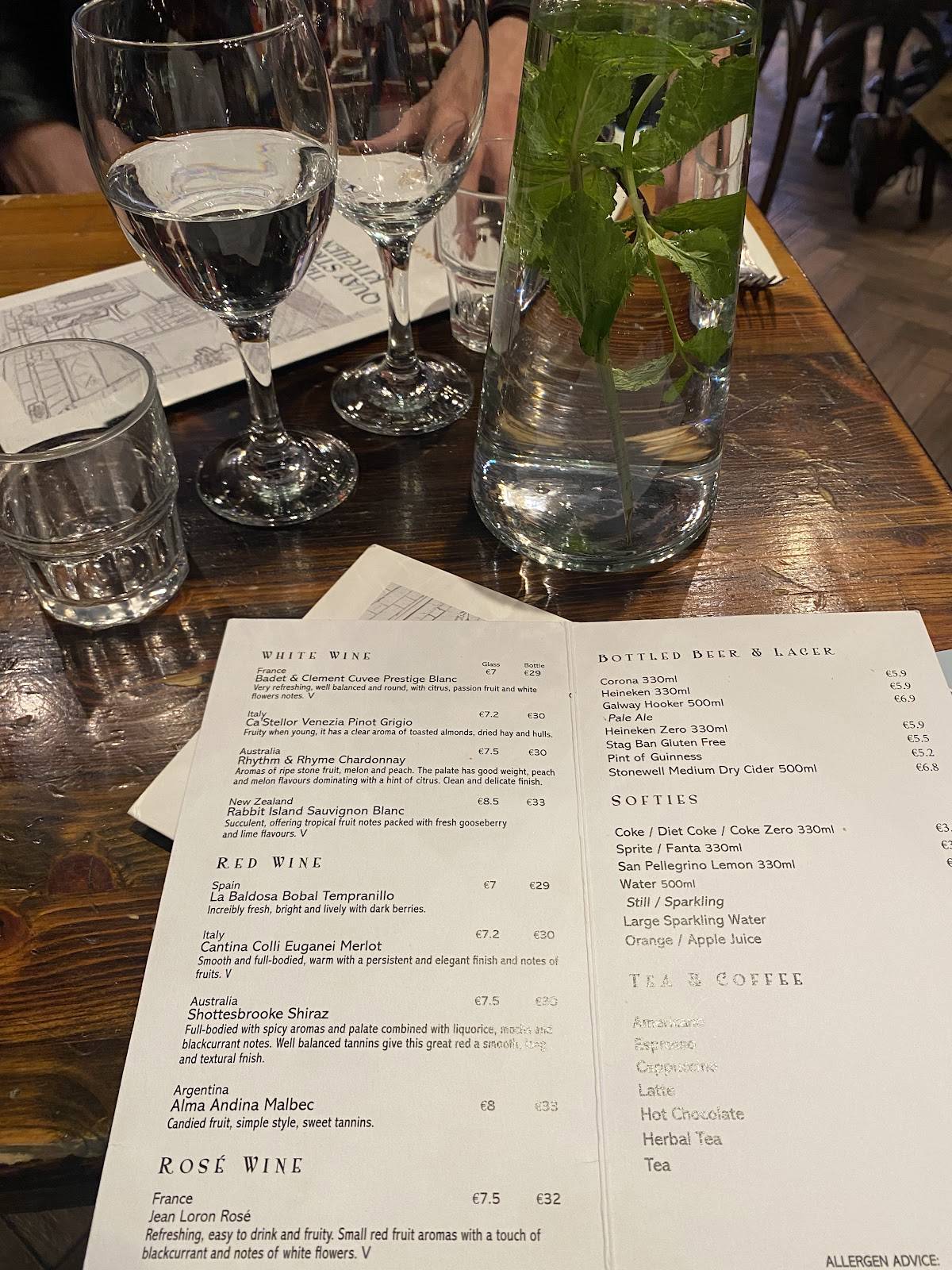 Menu at The Quay Street Kitchen restaurant, Galway