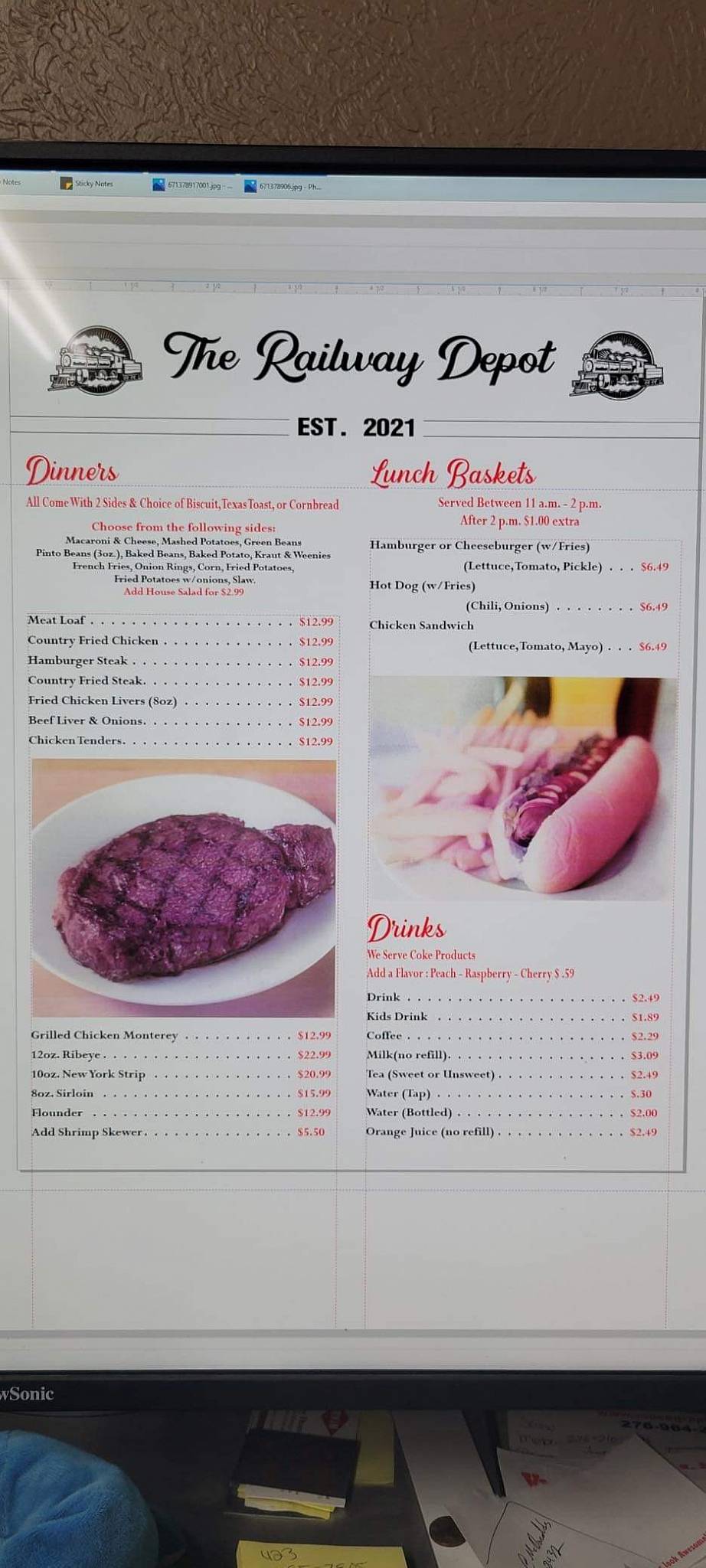 Menu at The Railway Depot steakhouse, Richlands